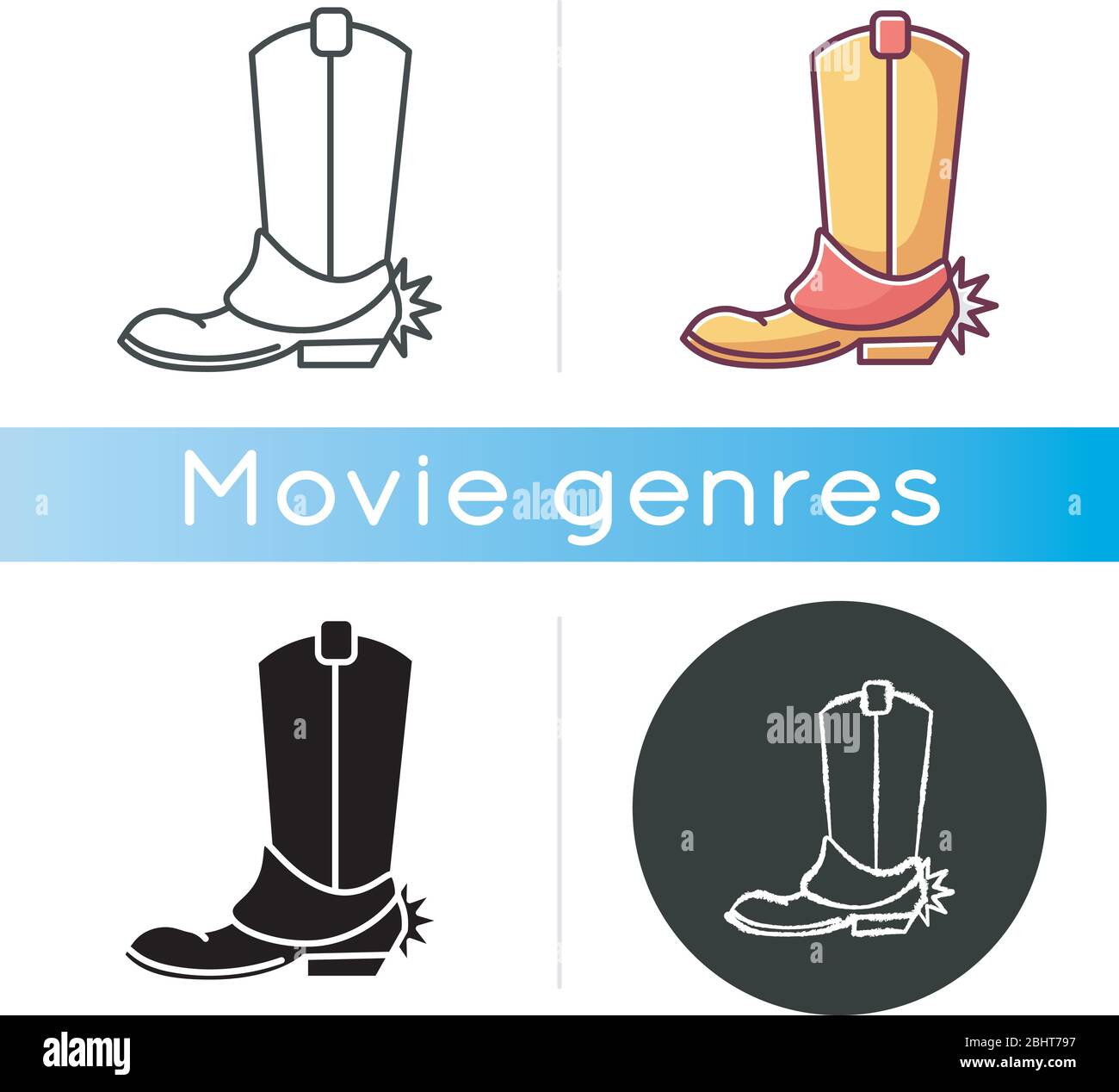 Western movie icon. Linear black and RGB color styles. Traditional ...