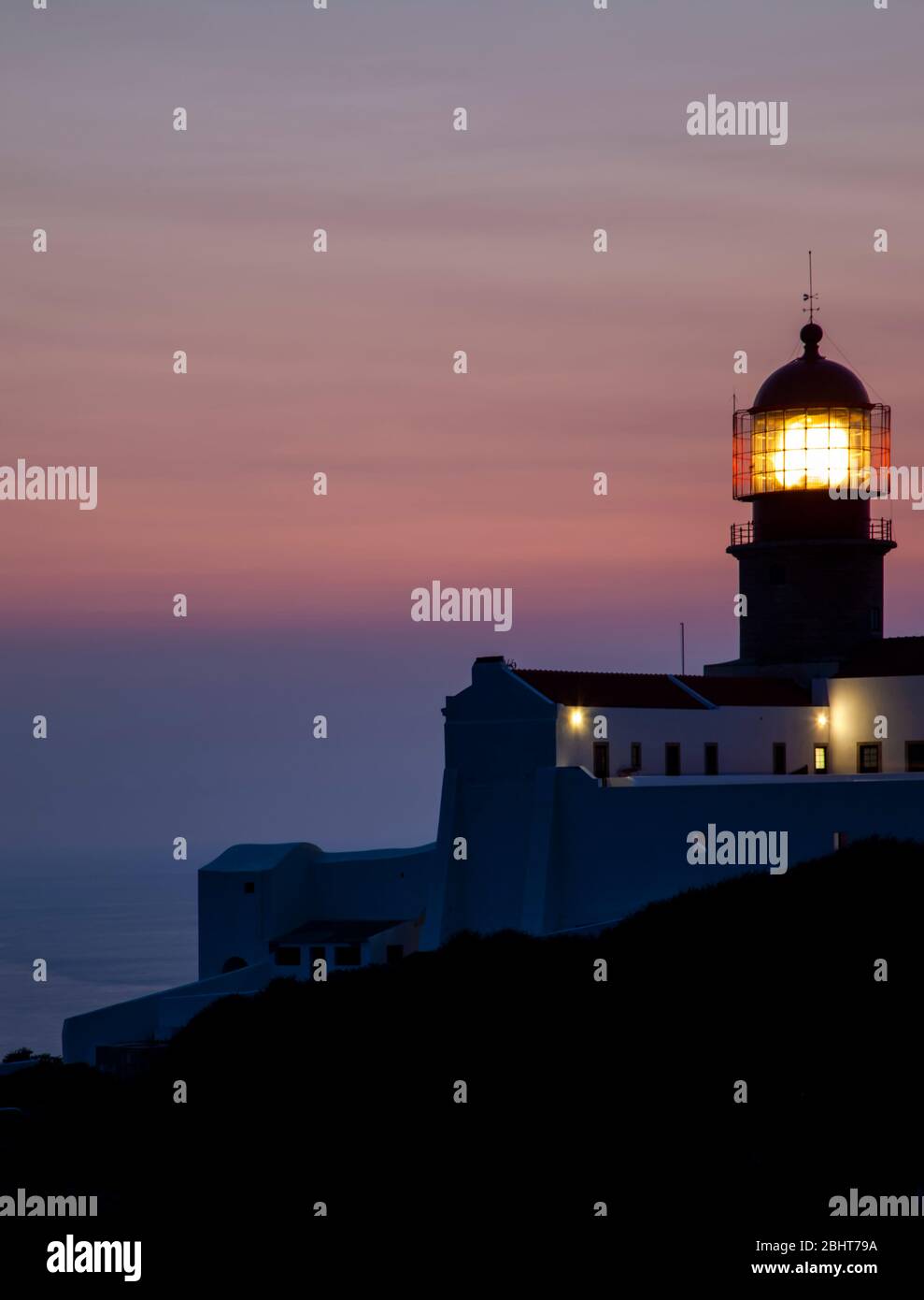 Pink sky at sunset , Cabo De Sao Vicente, Sagres, Algarve, Portugal ...