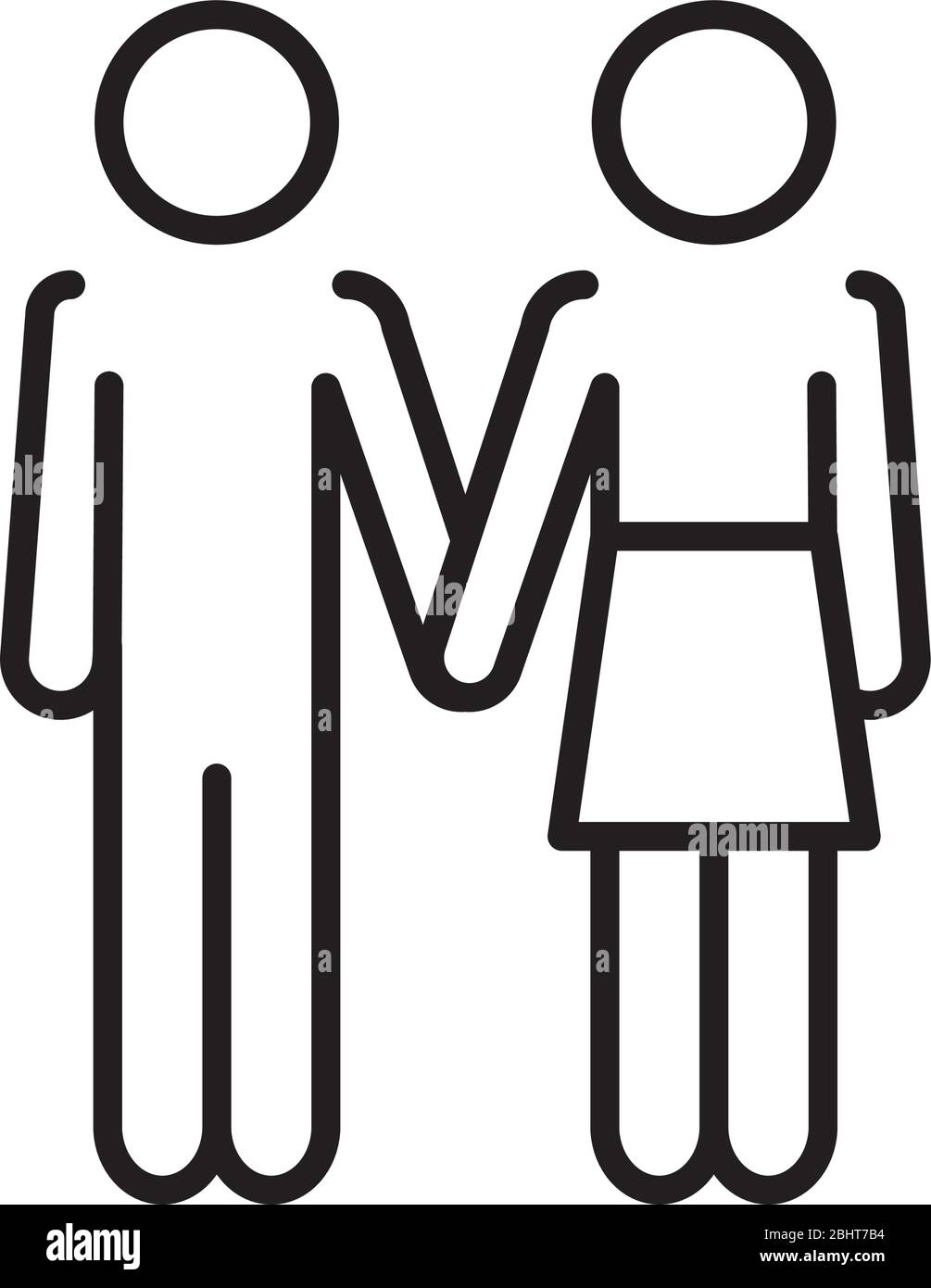 pitogram couple standing icon over white background, line style, vector ...