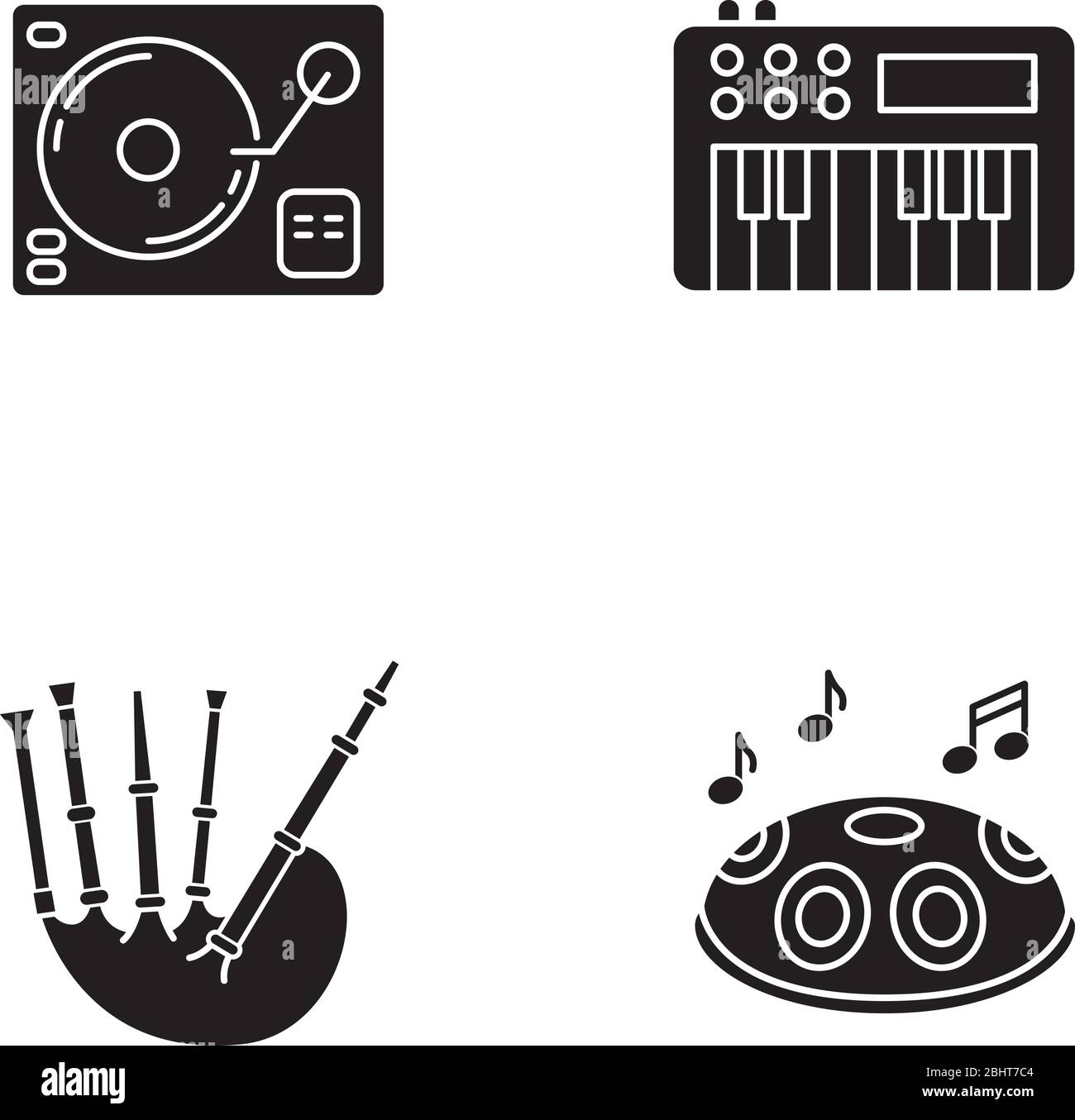 Musical instruments black glyph icons set on white space Stock Vector ...