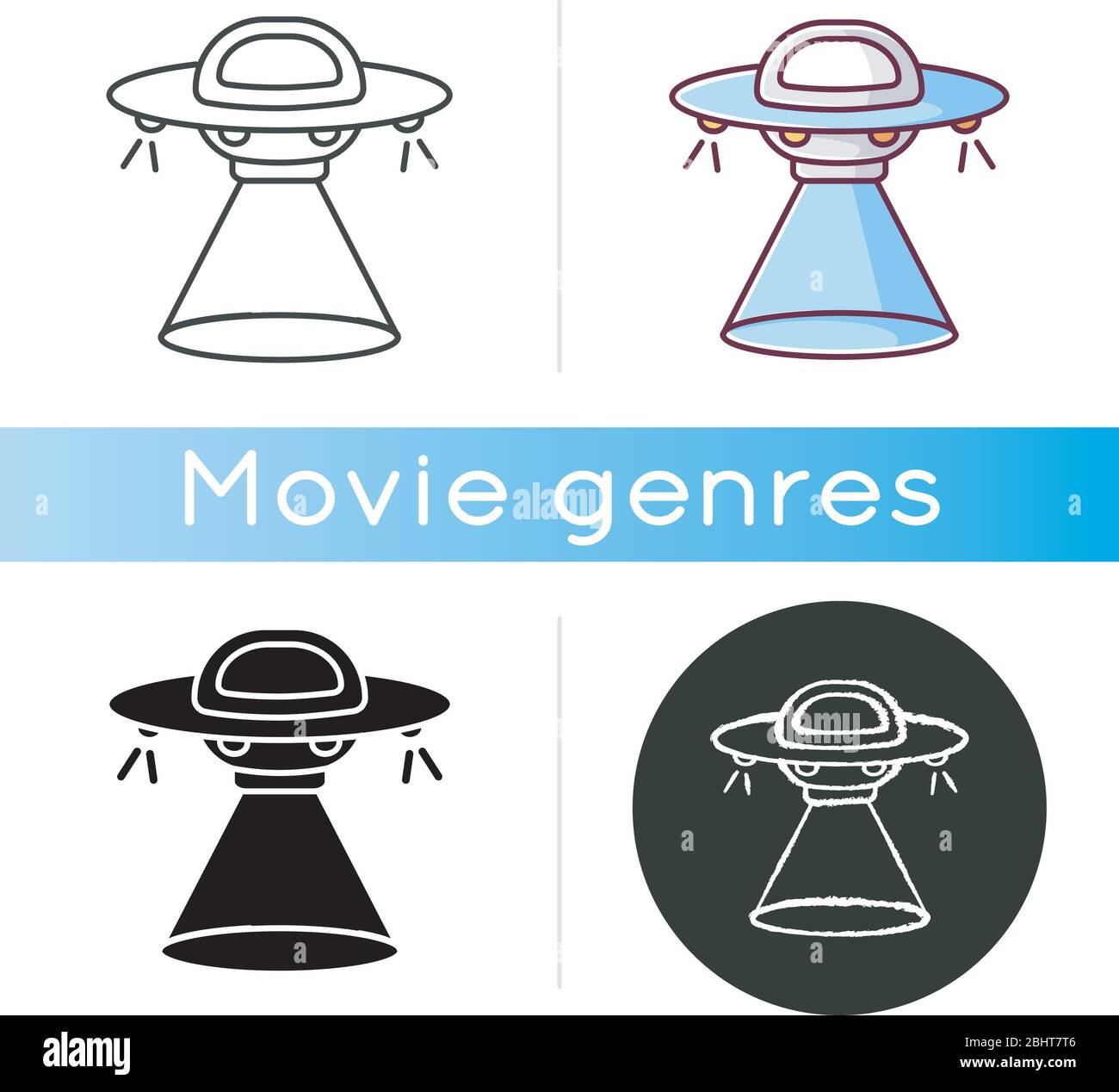 Science fiction icon. Linear black and RGB color styles. Sci fi movies ...