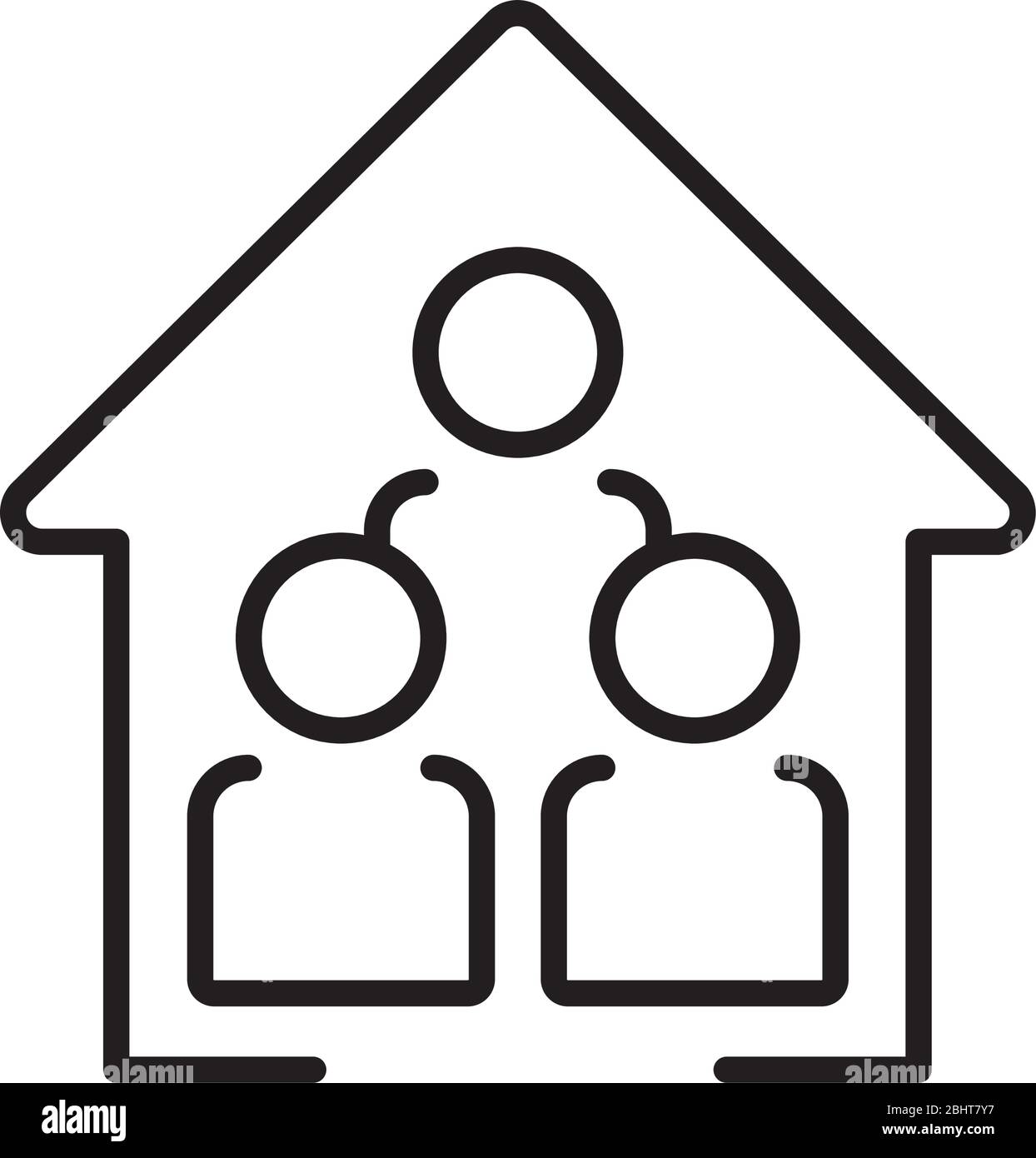 pictogram people in the house over white background, line style, vector ...