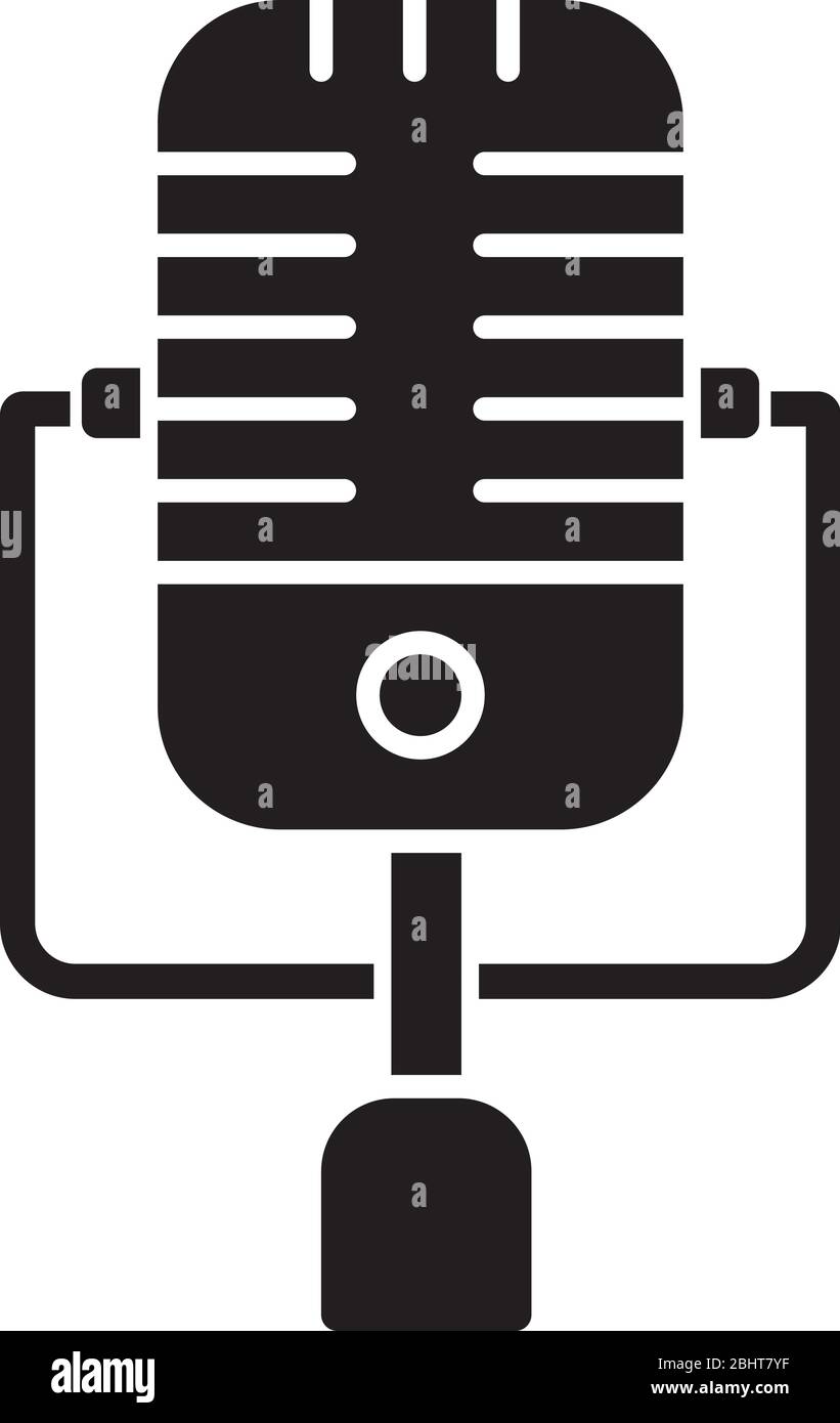 Retro microphone voice icon pictogram Black and White Stock Photos ...