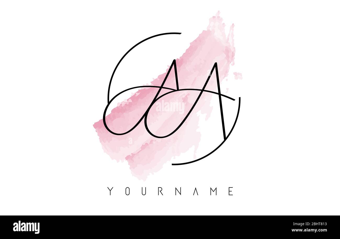 AA a Letters Logo with Pastel Watercolor Acquarella Brush Stroke and ...