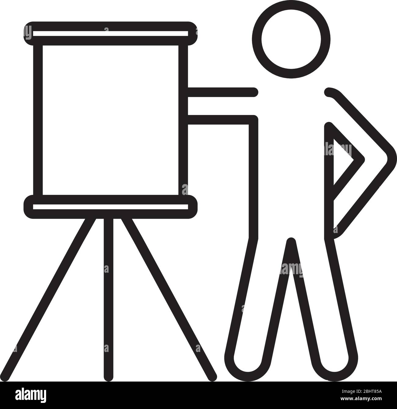 pictogram man with presentation board icon over white background, line ...