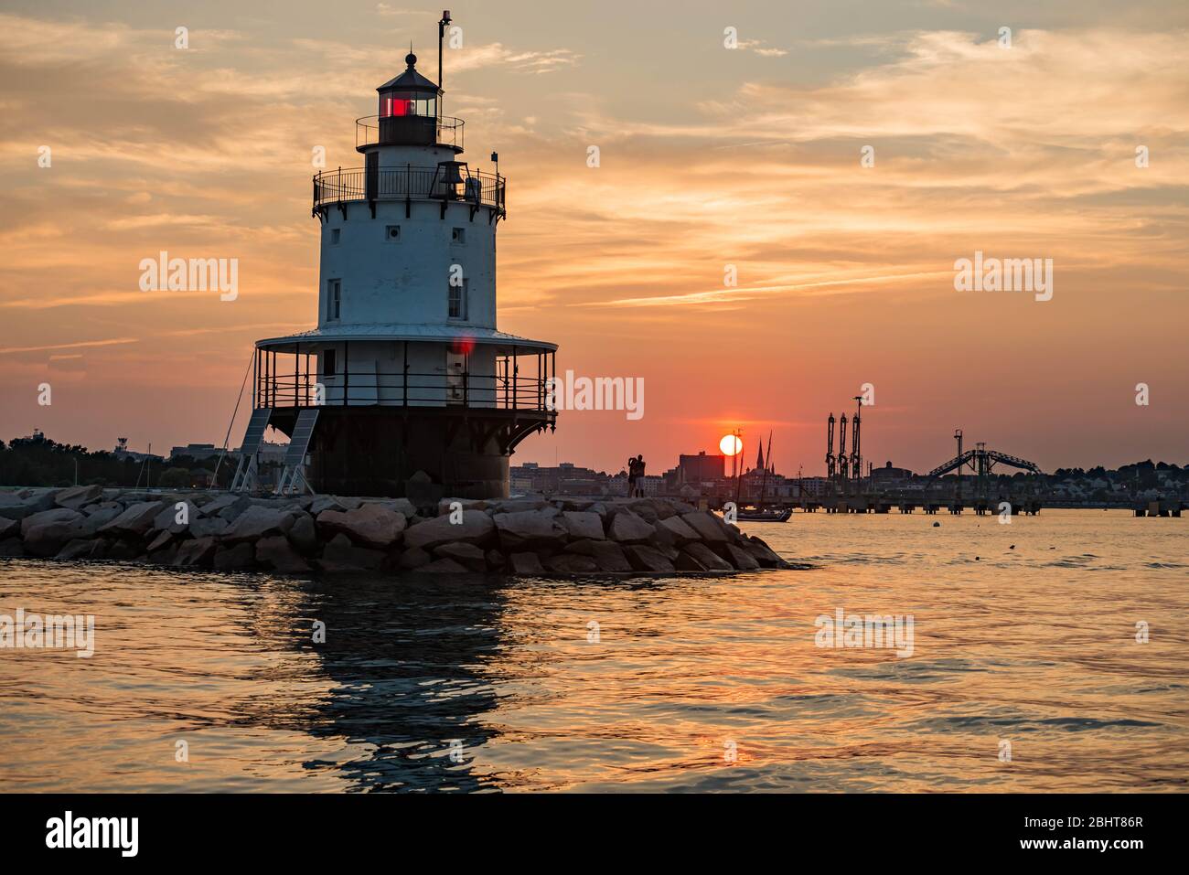 South Portland Breakwater lighthouse, also known as Bug light, guides a ...