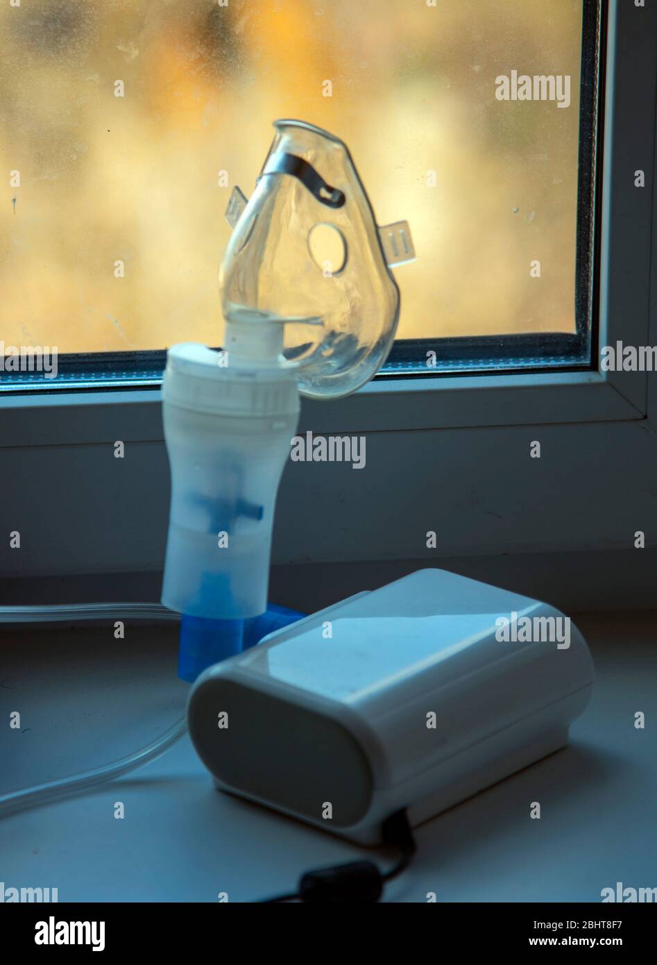 Medical equipment for inhalation with respiratory mask, nebulizer Stock ...