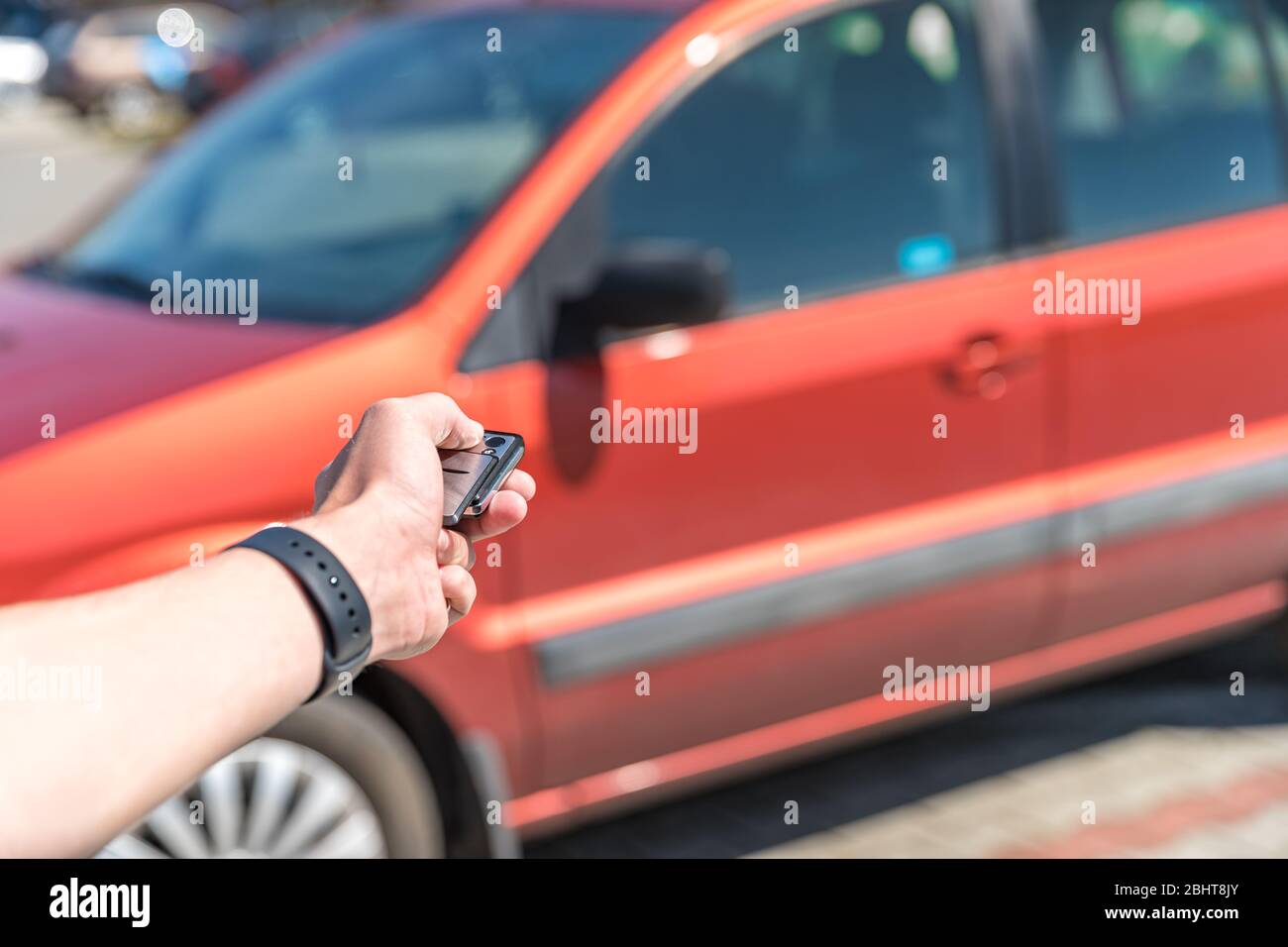 The opening of a car by remote control Stock Photo - Alamy