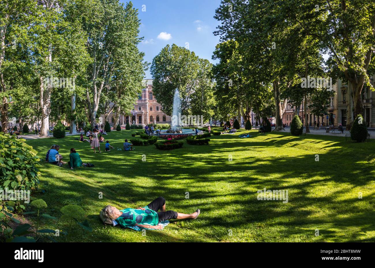 Panoramic view of green Zagreb park Zrinjevec Stock Photo - Alamy