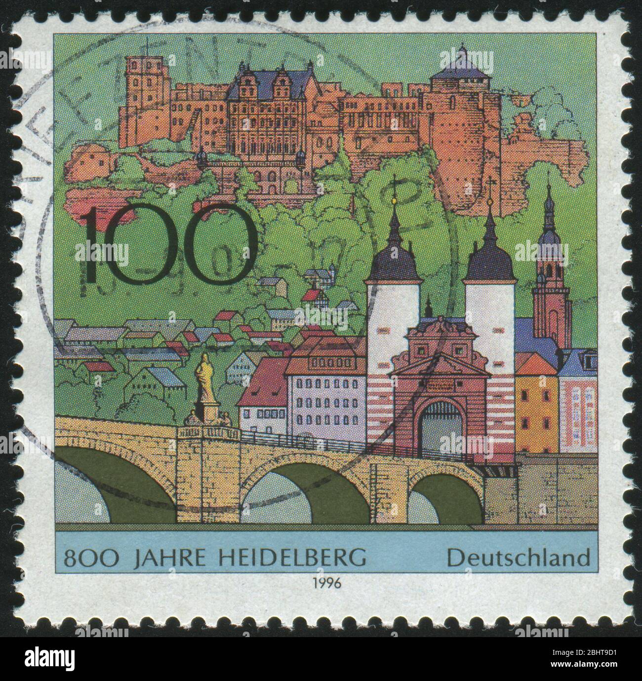GERMANY- CIRCA 1996: stamp printed by Germany, shows City of Heidelberg ...