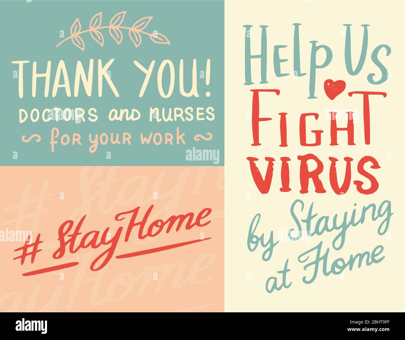 Coronavirus COVID-19. Hashtag Stay home. Calligraphic quotes ...