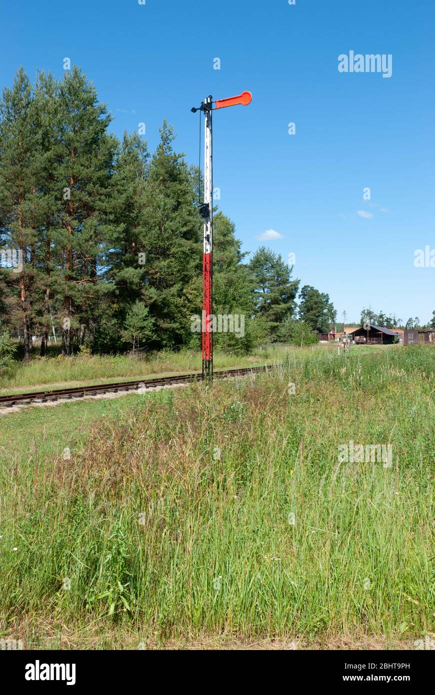 Old semaphore on the narrow gauge railway. Analog semaphore on the ...
