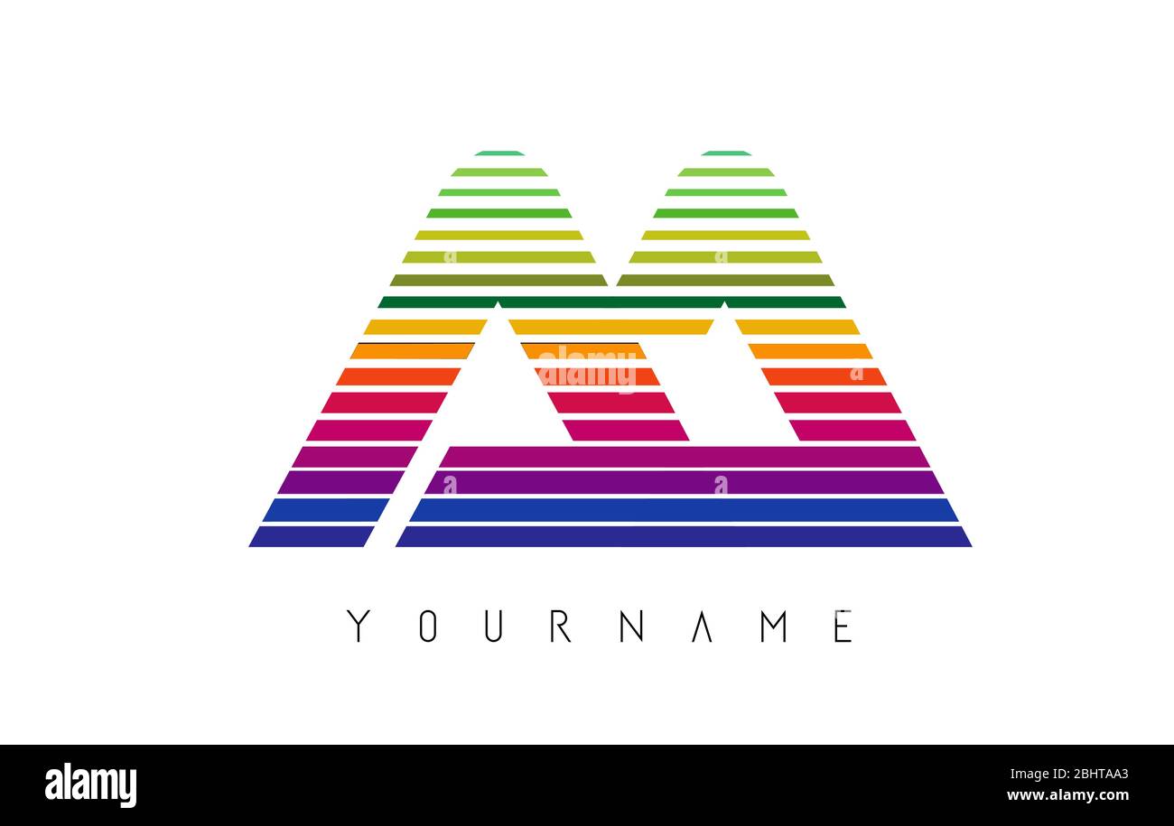 AA A Rainbow Horizontal Stripes Letter Logo Design with Horizontal ...
