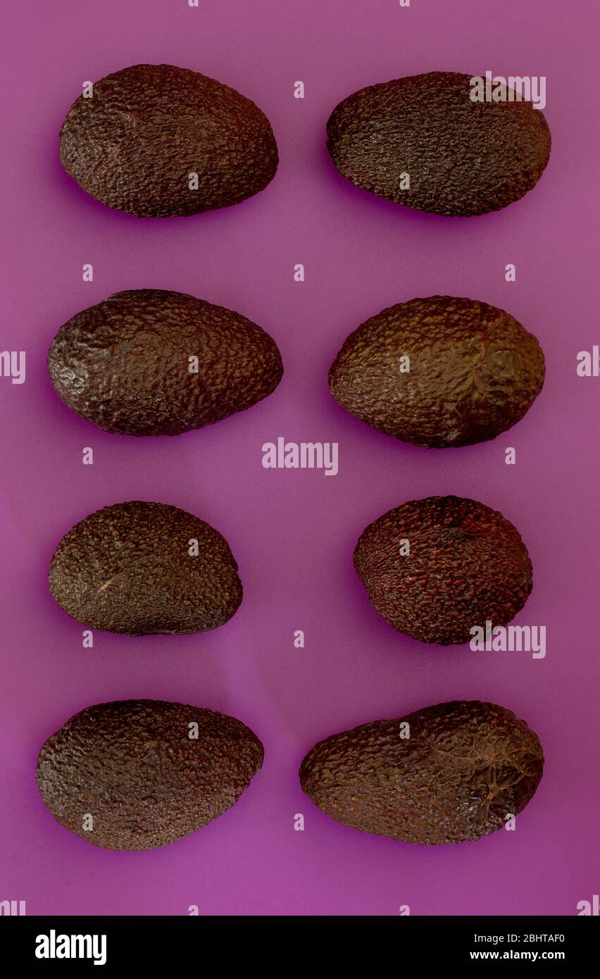 Group of avocado seen on a colourful background from above Stock Photo ...