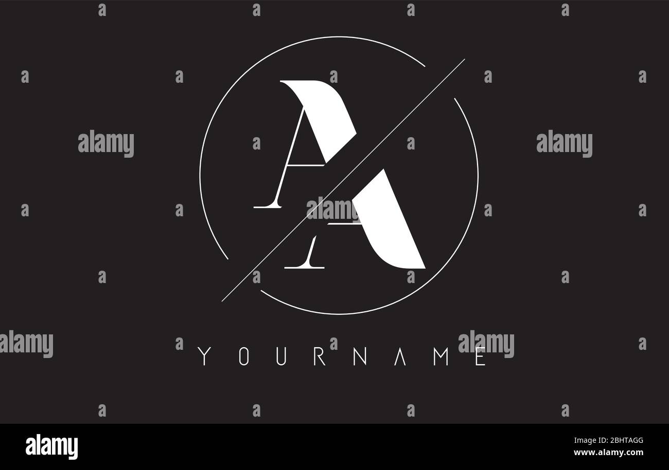 AA A Letter Logo with Cutted and Intersected Design and Round Frame ...