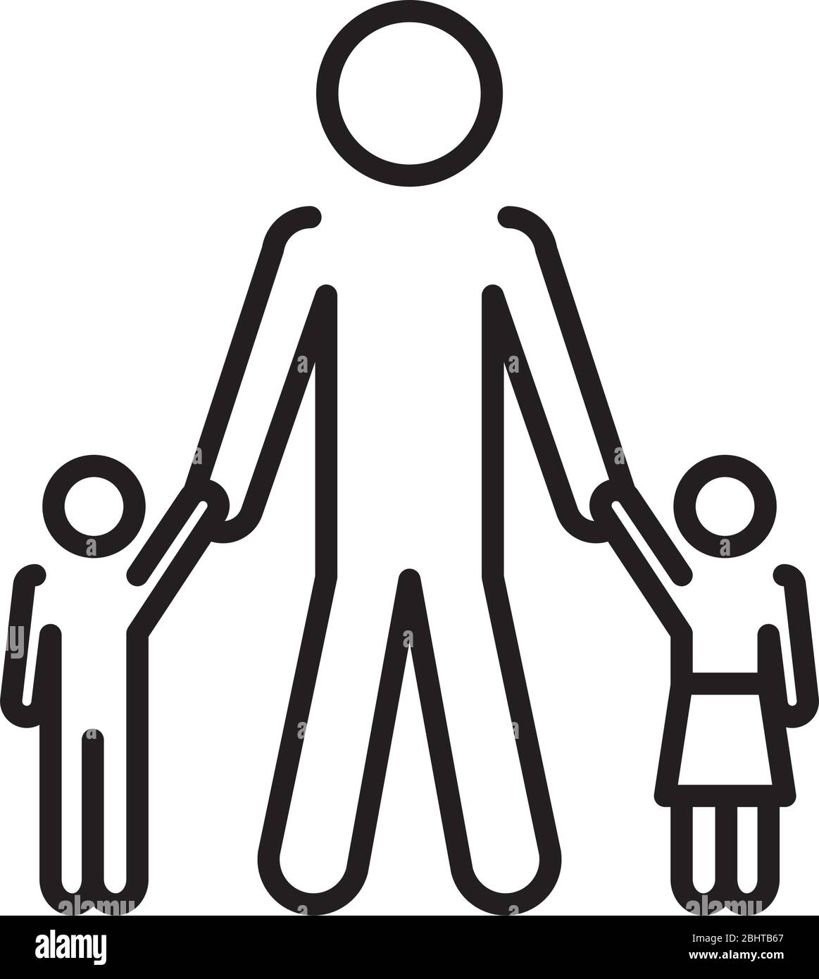 pictogram man with little kids over white background, line style ...