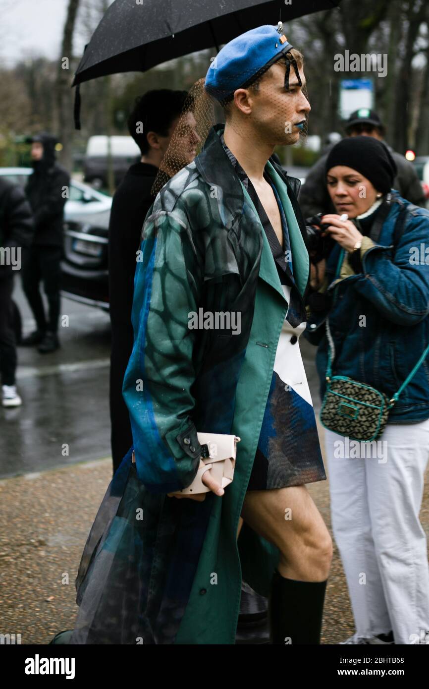Actor Tommy Dorfman attending the Mugler show during Paris Fashion Week ...