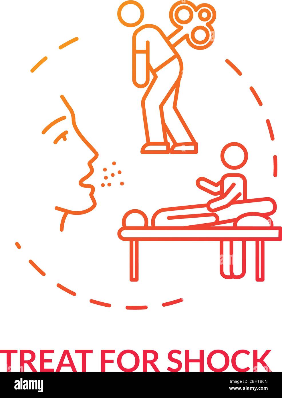 Shock first aid, treatment and recovery concept icon. Injury therapy ...