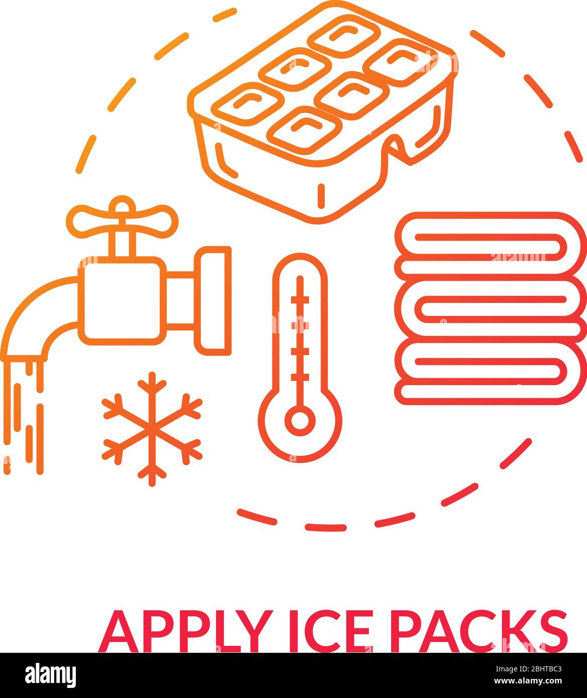 Ice packs, first aid item concept icon. Traumatism ambulance, hematoma ...