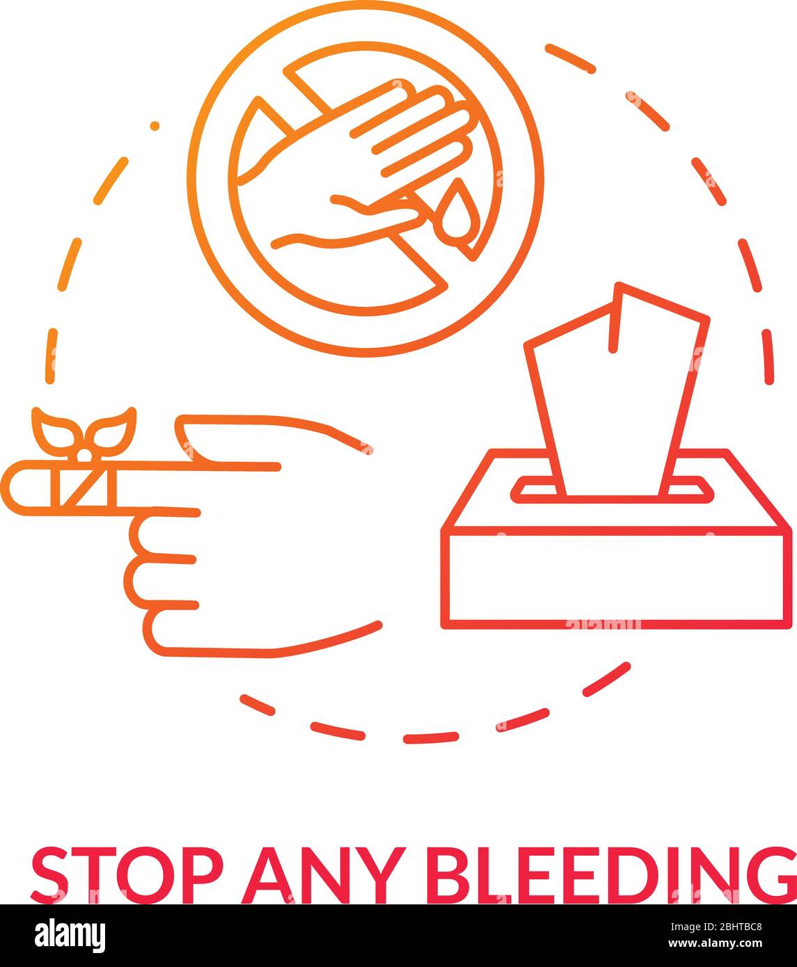 Bleeding stop tips concept icon. Emergency medical course, first aid ...