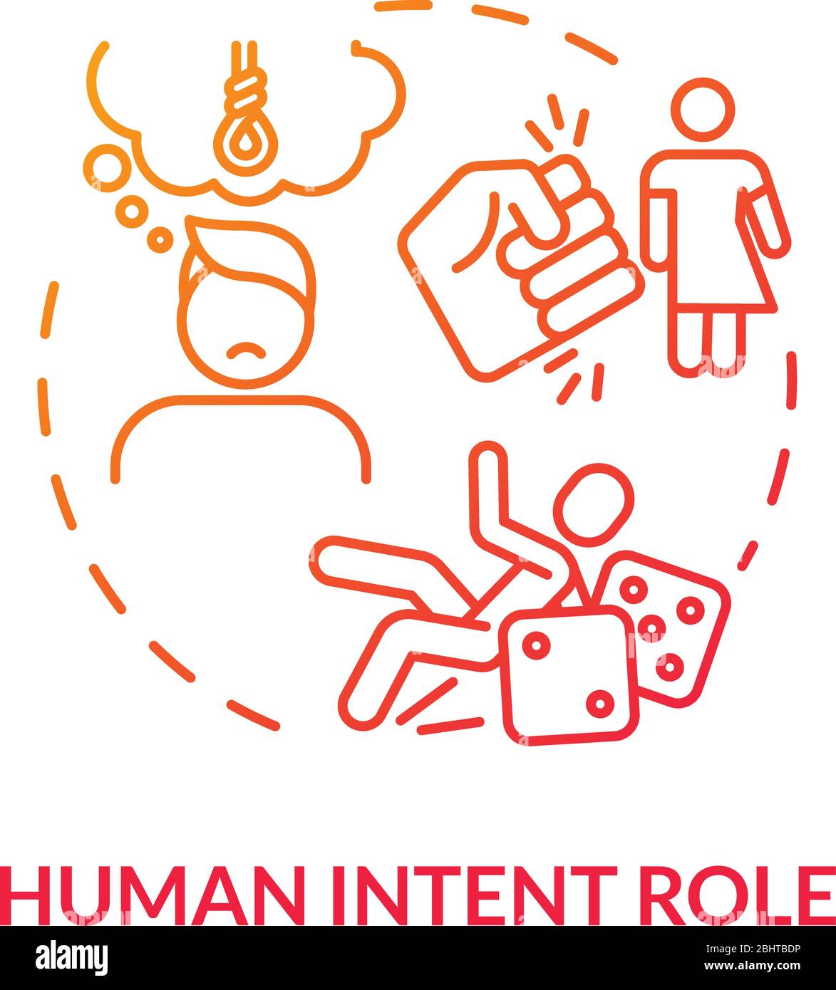 Intent role, think importance concept icon. Trauma causes psychological ...