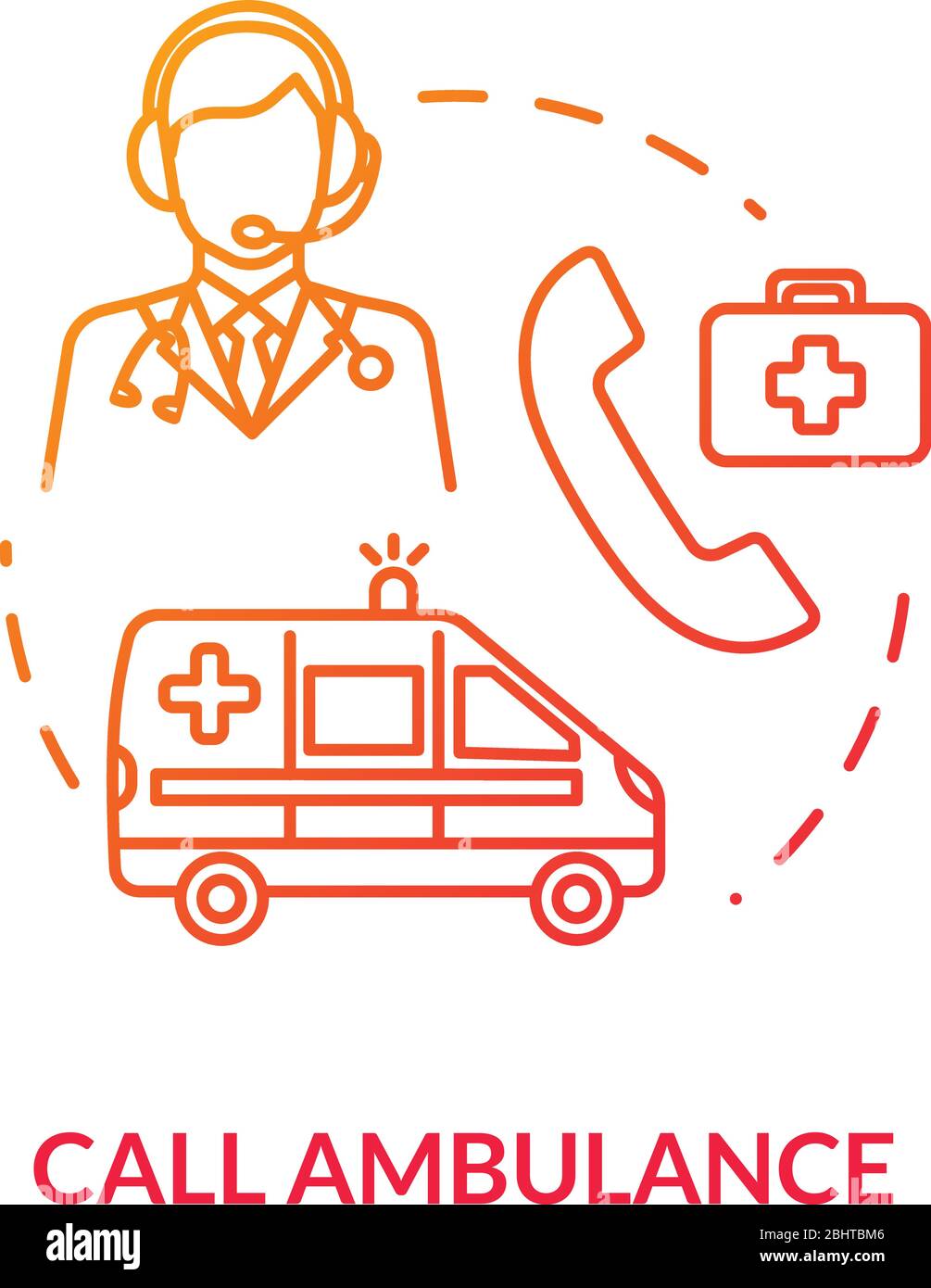 Emergency, ambulance call concept icon. First aid service, healthcare ...