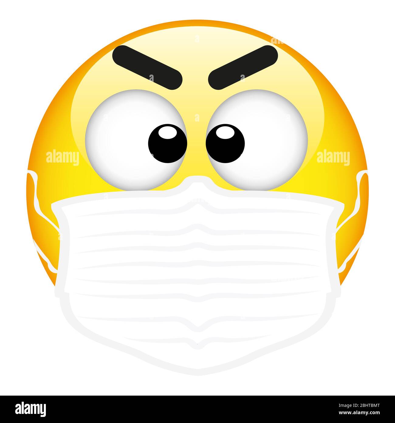 Yellow emoji wearing a surgical mask, emoticon medical mask, vector ...