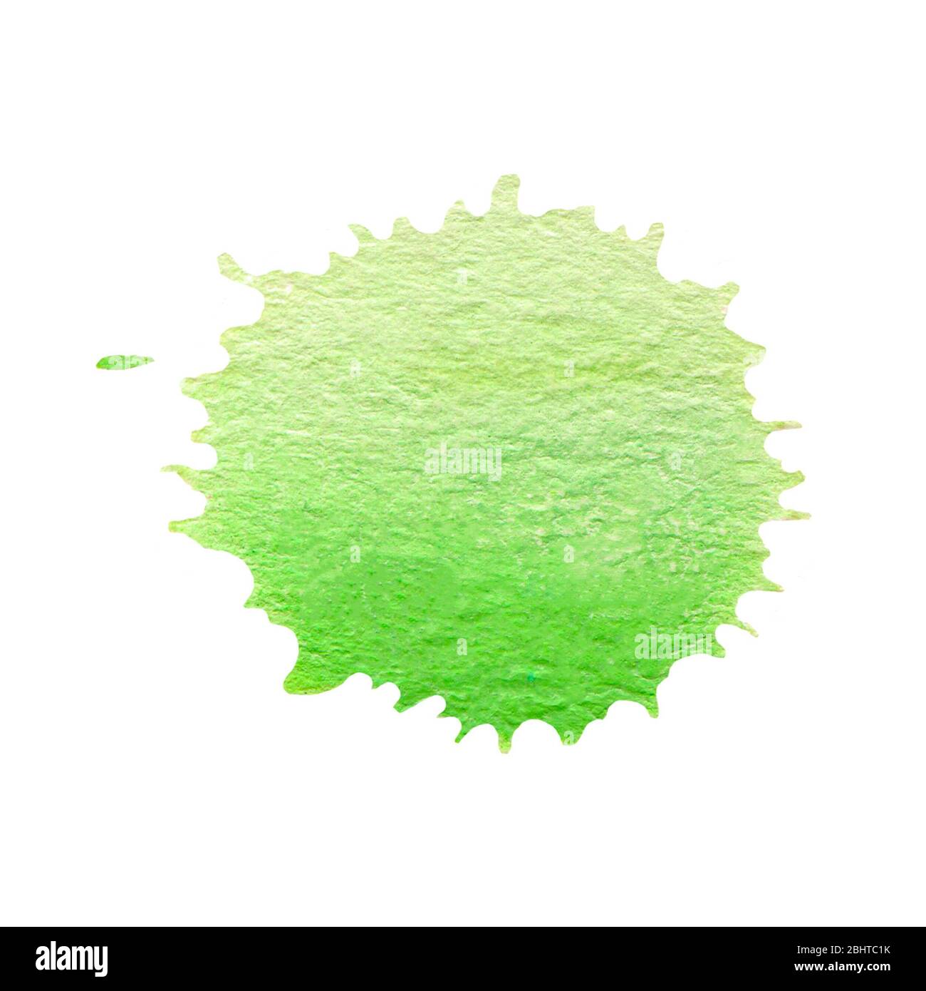 Lime green textured paint splash. Green watercolor splatter isolated on ...