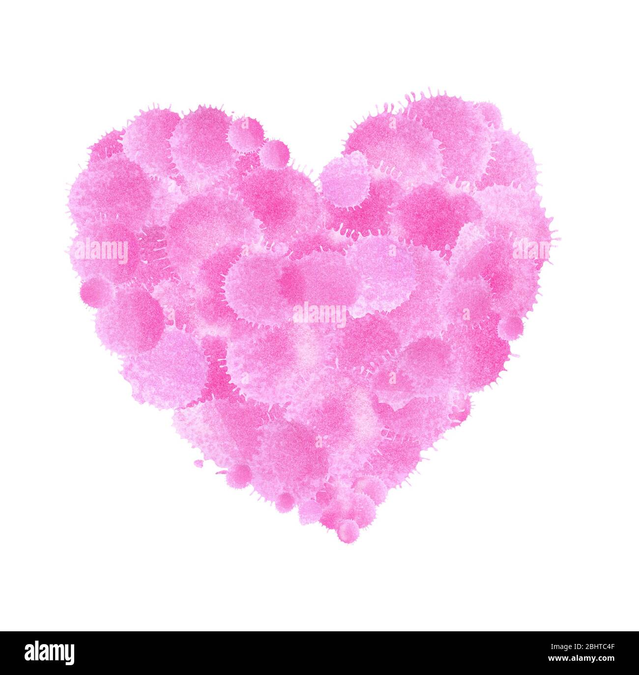 Pink watercolor painted heart shape. Hand drawn pink heart Stock Photo ...