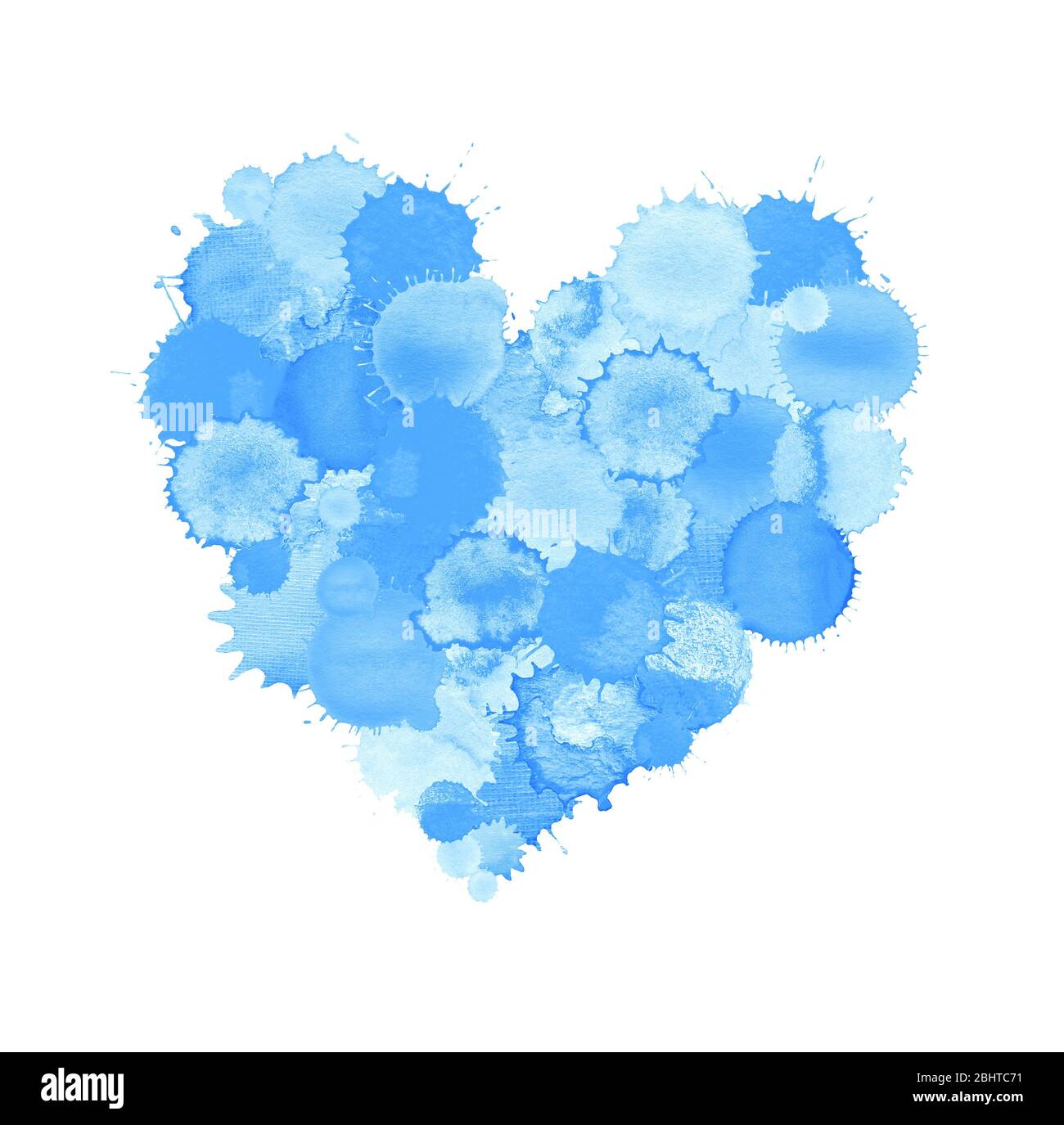 Blue watercolor painted heart shape. Hand drawn blue heart Stock Photo ...
