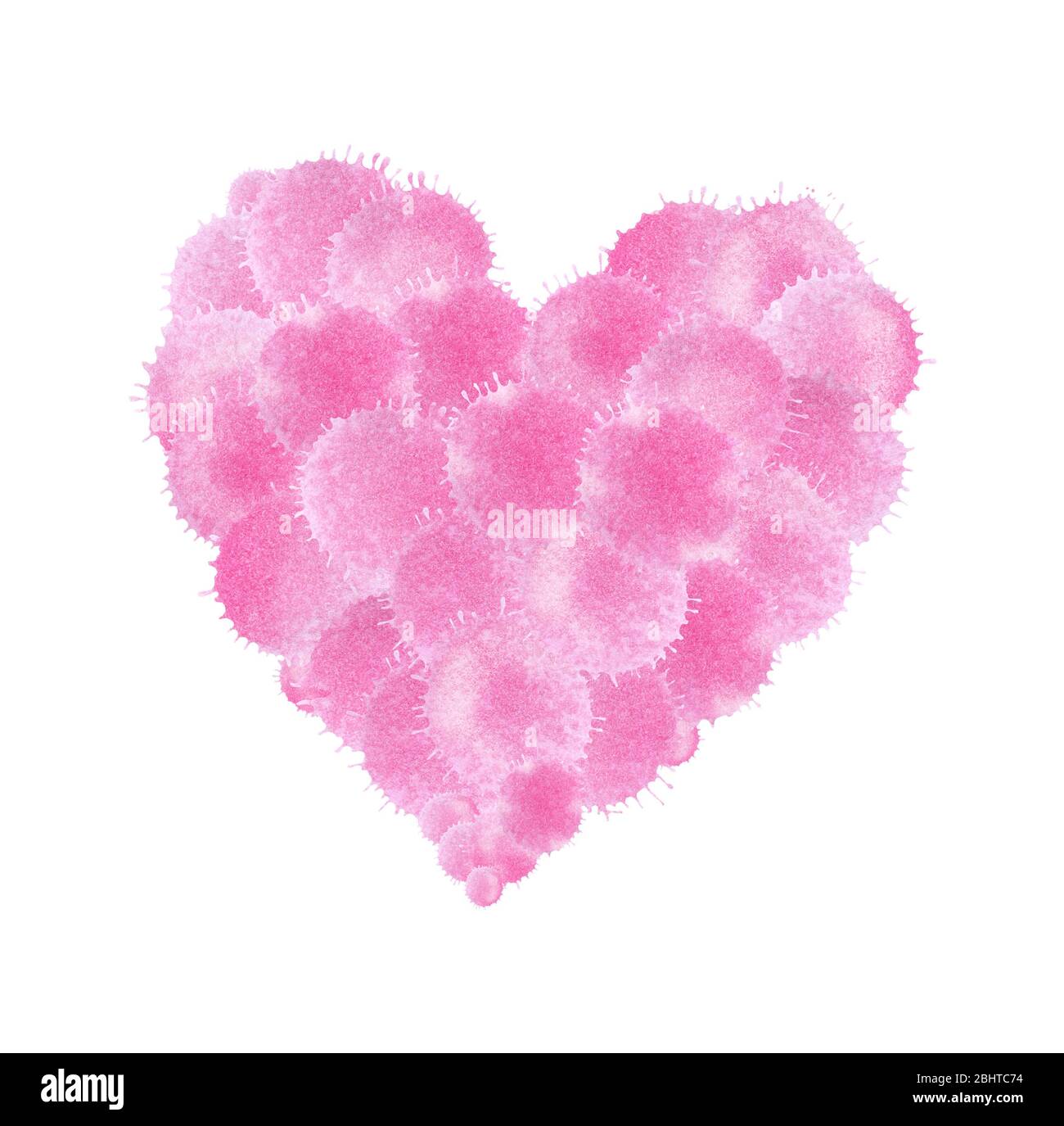 Pink watercolor painted heart shape. Hand drawn pink heart Stock Photo ...