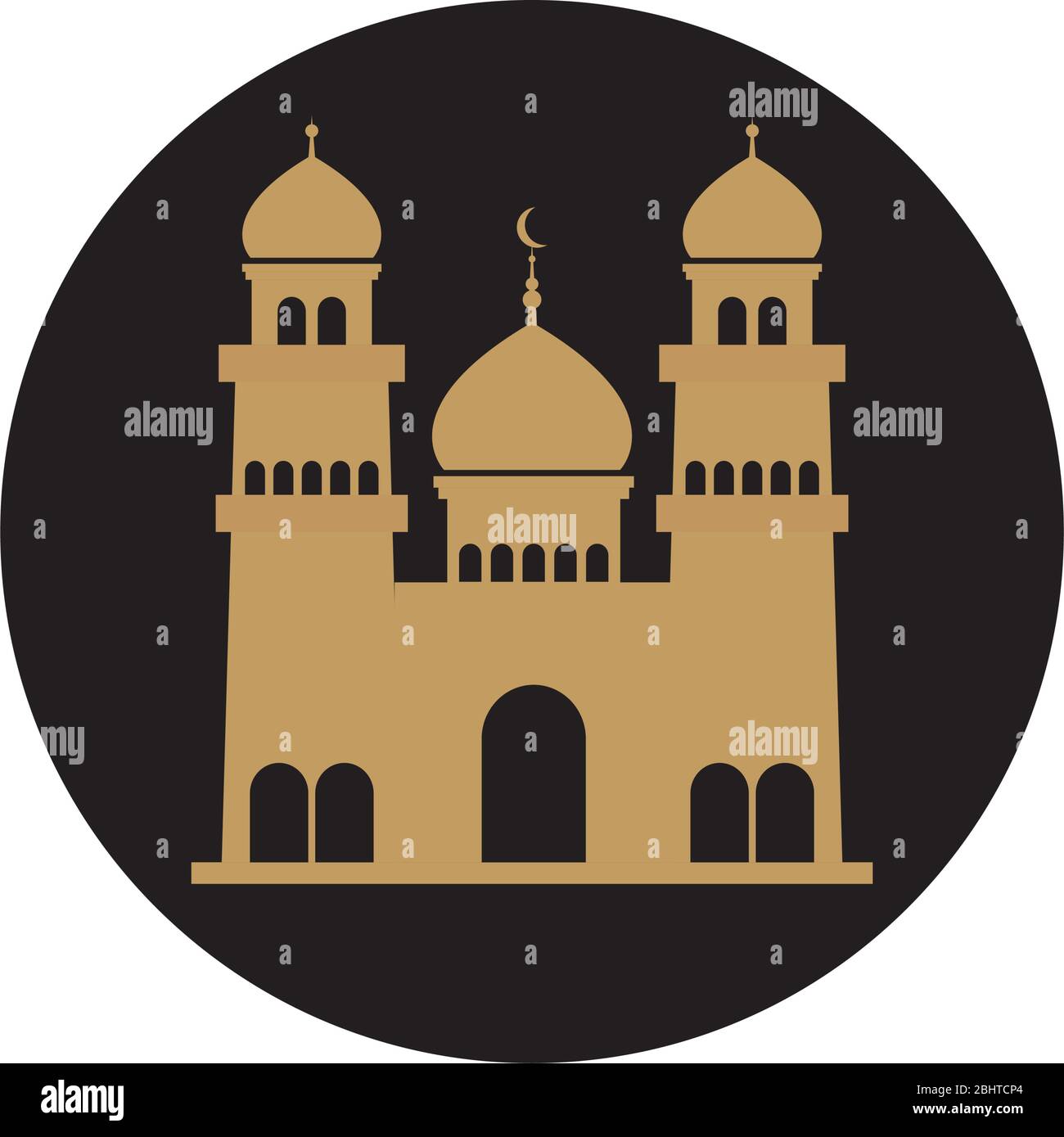 eid mubarak concept, islamic mosque icon over white background, block ...