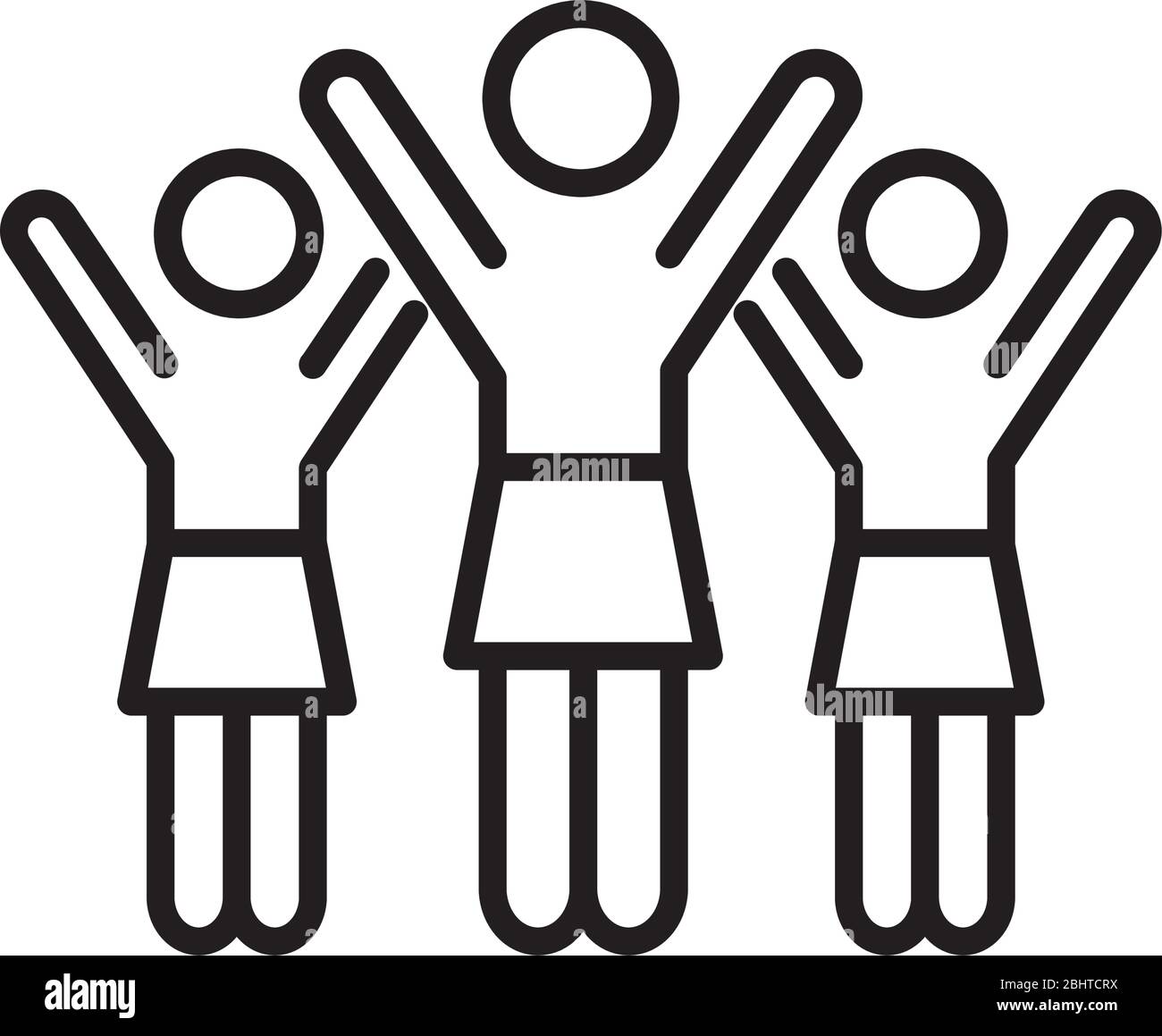 pictogram women with arms up over white background, line style, vector ...