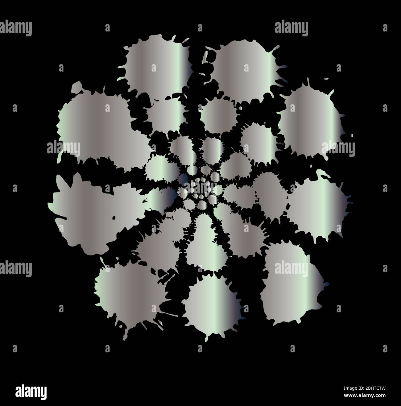 Metallic paint blob background. Hand painted design elements in silver ...
