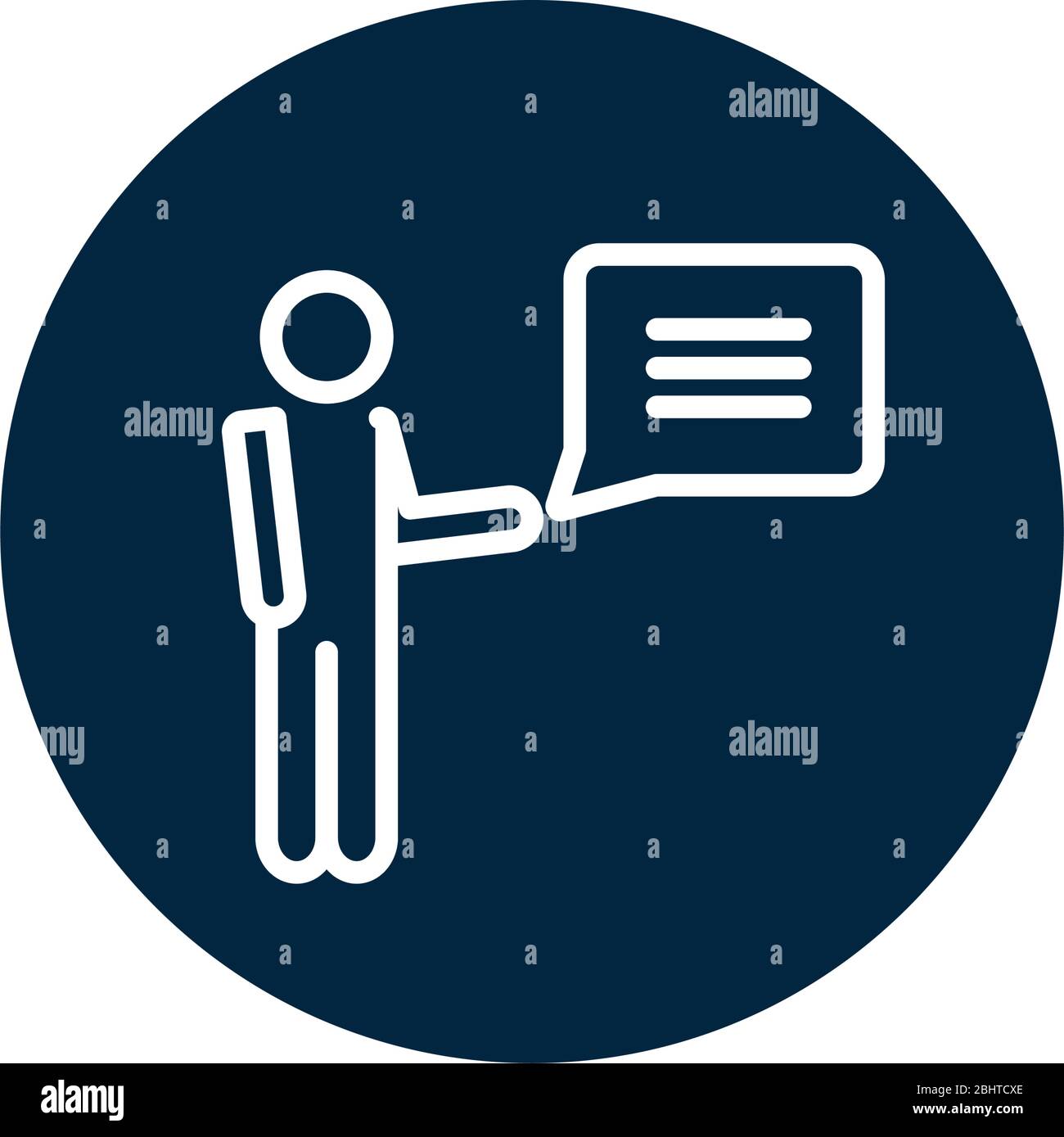 pictogram man and speech bubble icon over white background, line block ...