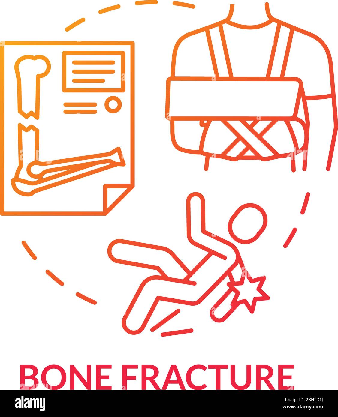 Bone fragility and fracture concept icon. Traumatism, skeleton injury ...