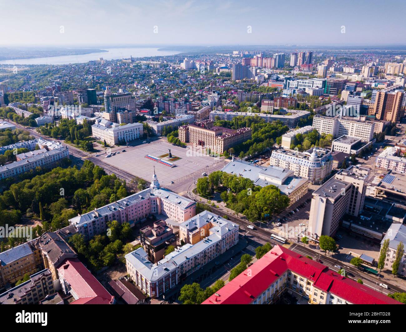 Aerial view of Russian city Voronezh – administrative center and Lenin ...