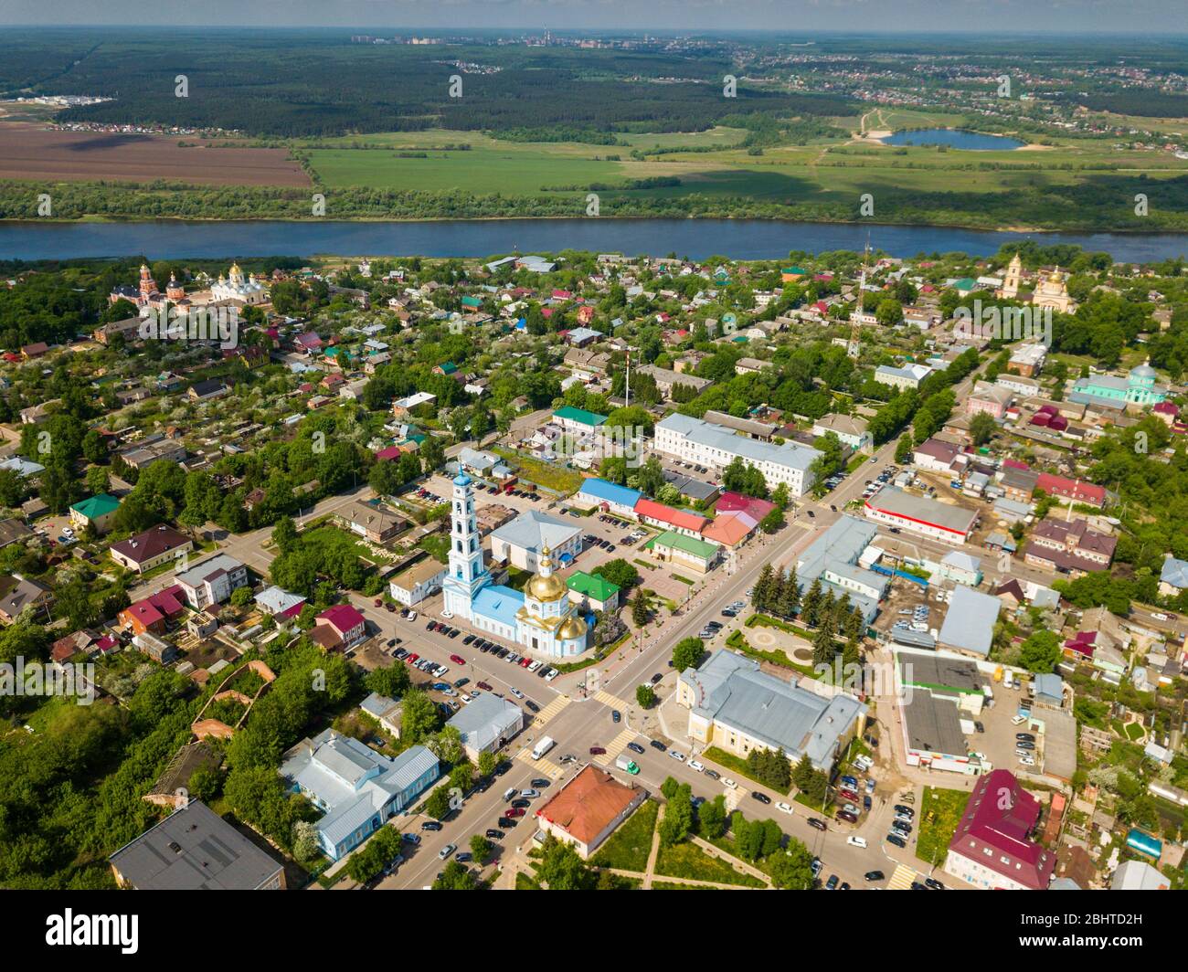Picturesque view from drone of Kashira, one of oldest cities in Moscow ...