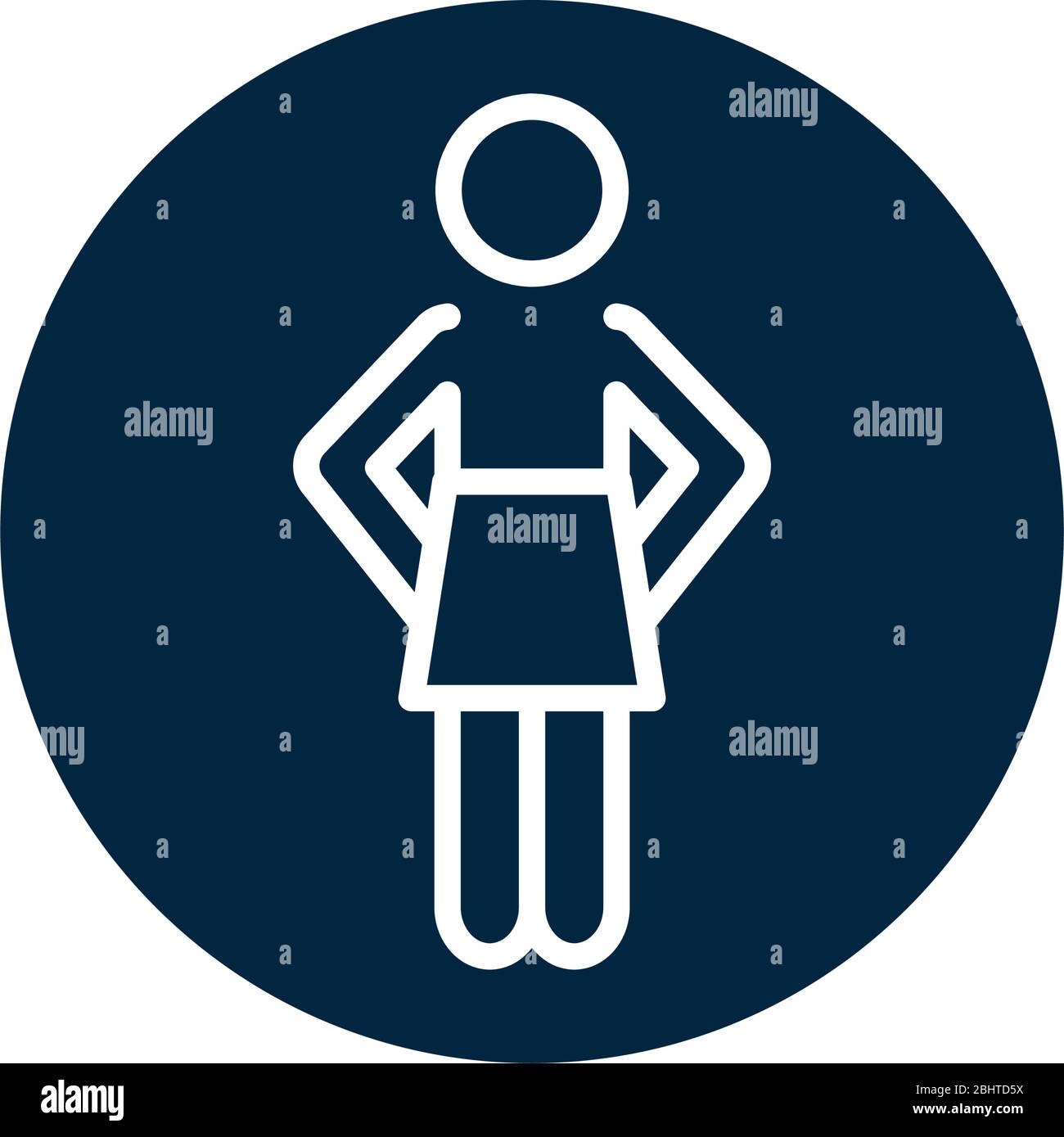 pictogram woman standing icon over white background, line block style ...