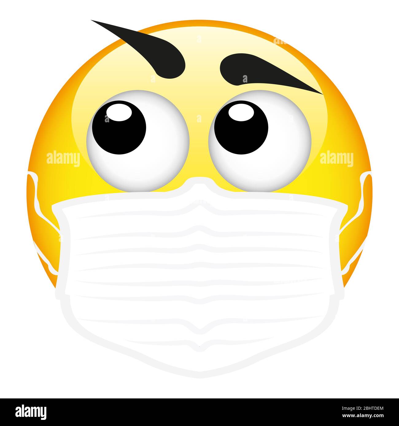 Yellow emoji wearing a surgical mask, emoticon medical mask, vector ...