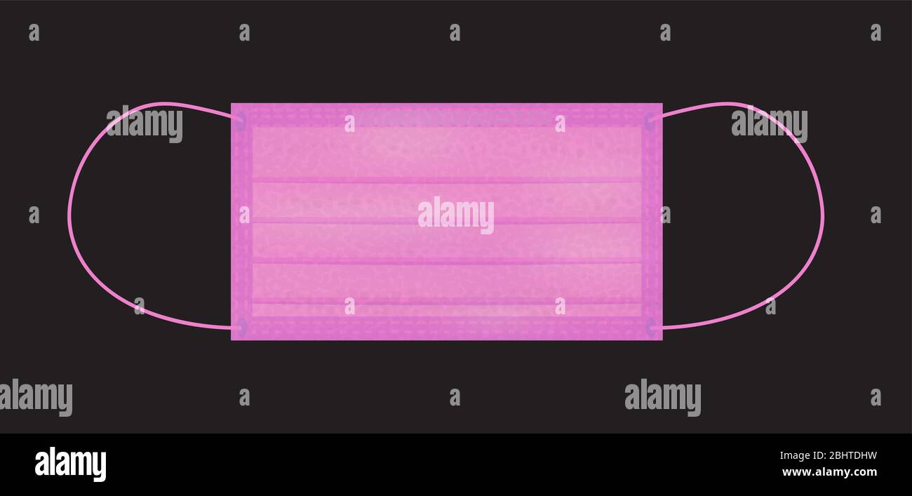Surgical pink mask illustration isolated in the black background ...