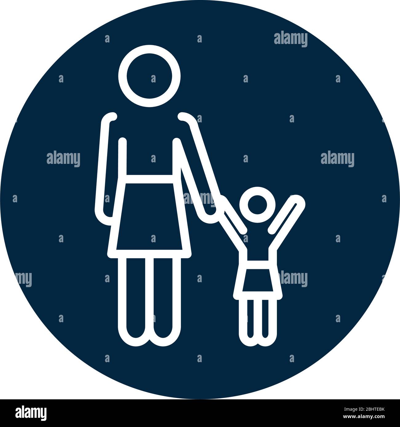 pictogram woman with little girl icon over white background, line block ...