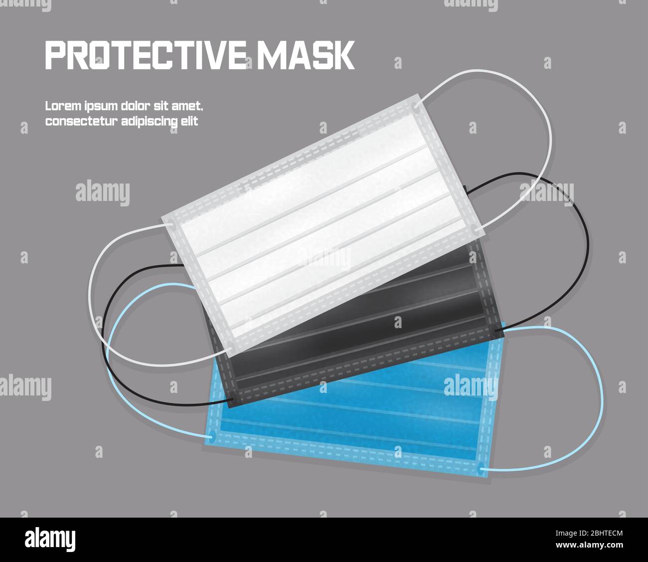 Surgical masks illustration isolated on the grey background. Protective ...
