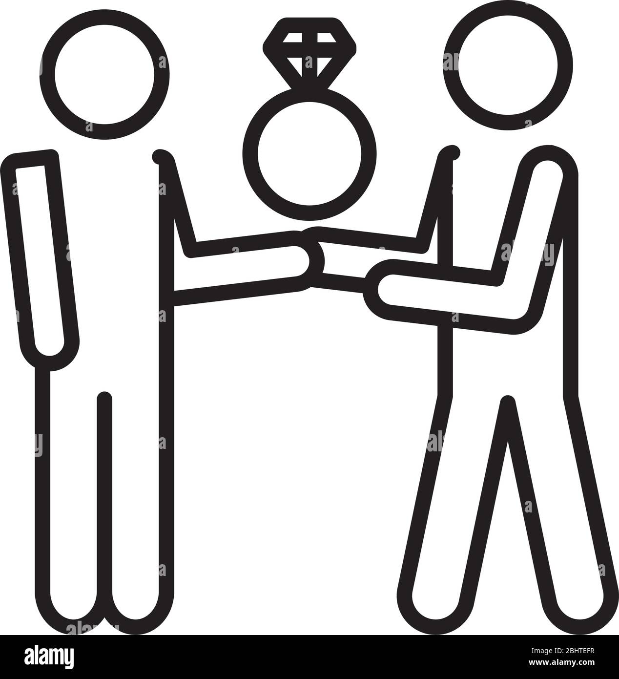 pictogram men with a ring icon over white background, line style ...