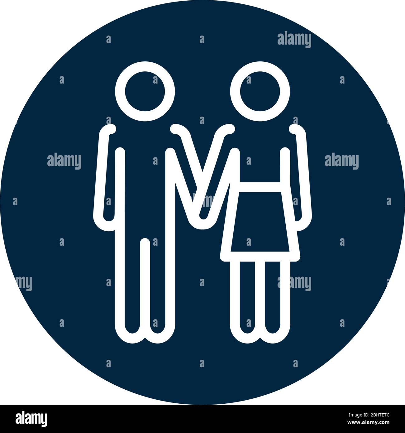 pitogram couple standing icon over white background, line block style ...