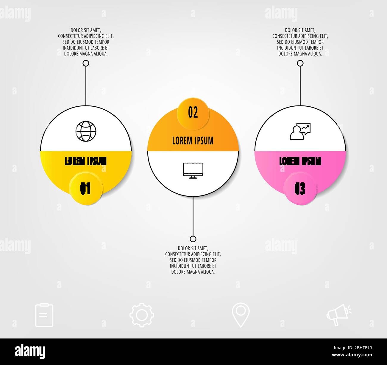 Vector template circle infographics. Business concept with 3 options and parts. Three steps for ...