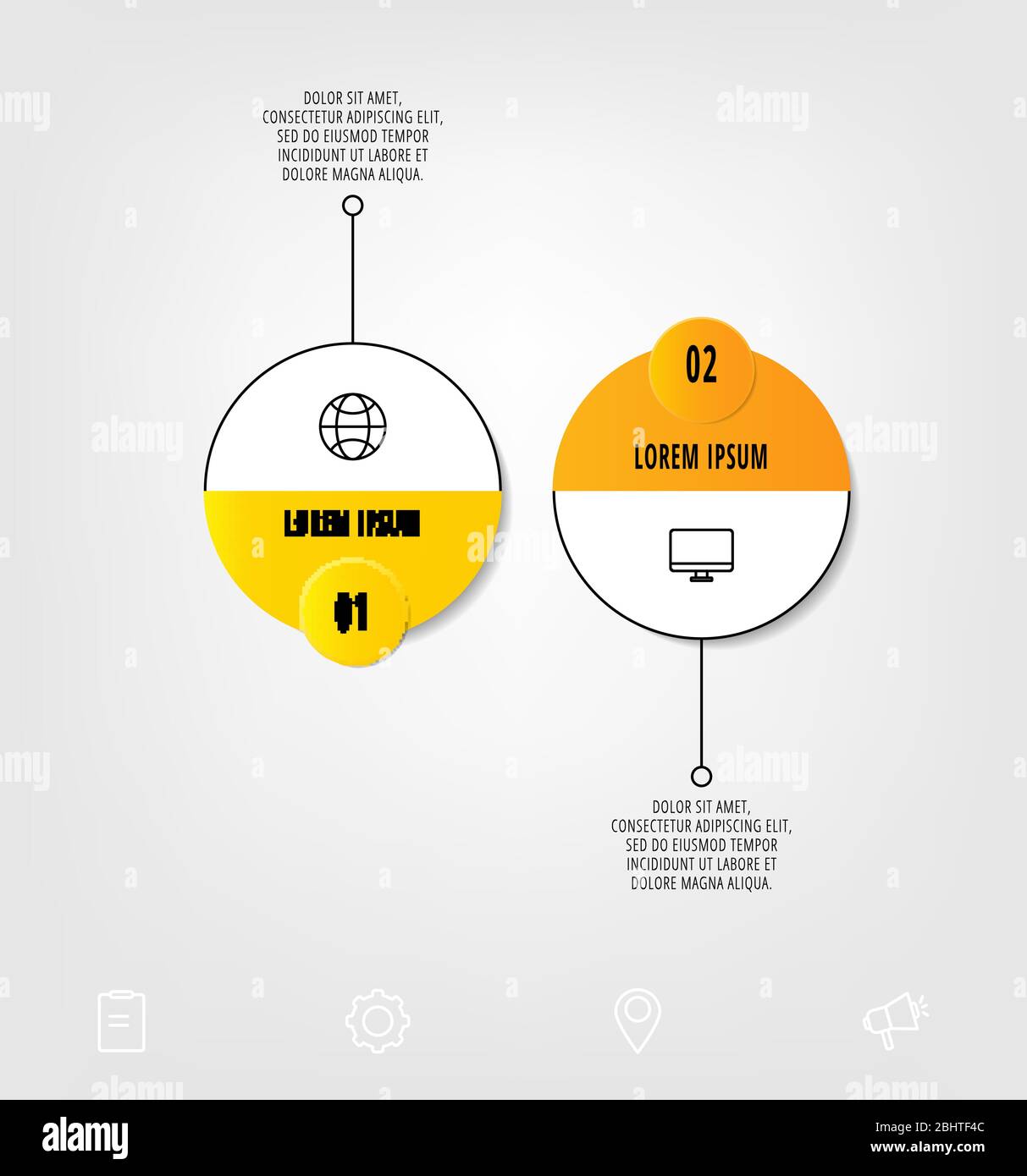 Vector template circle infographics. Business concept with 2 options ...