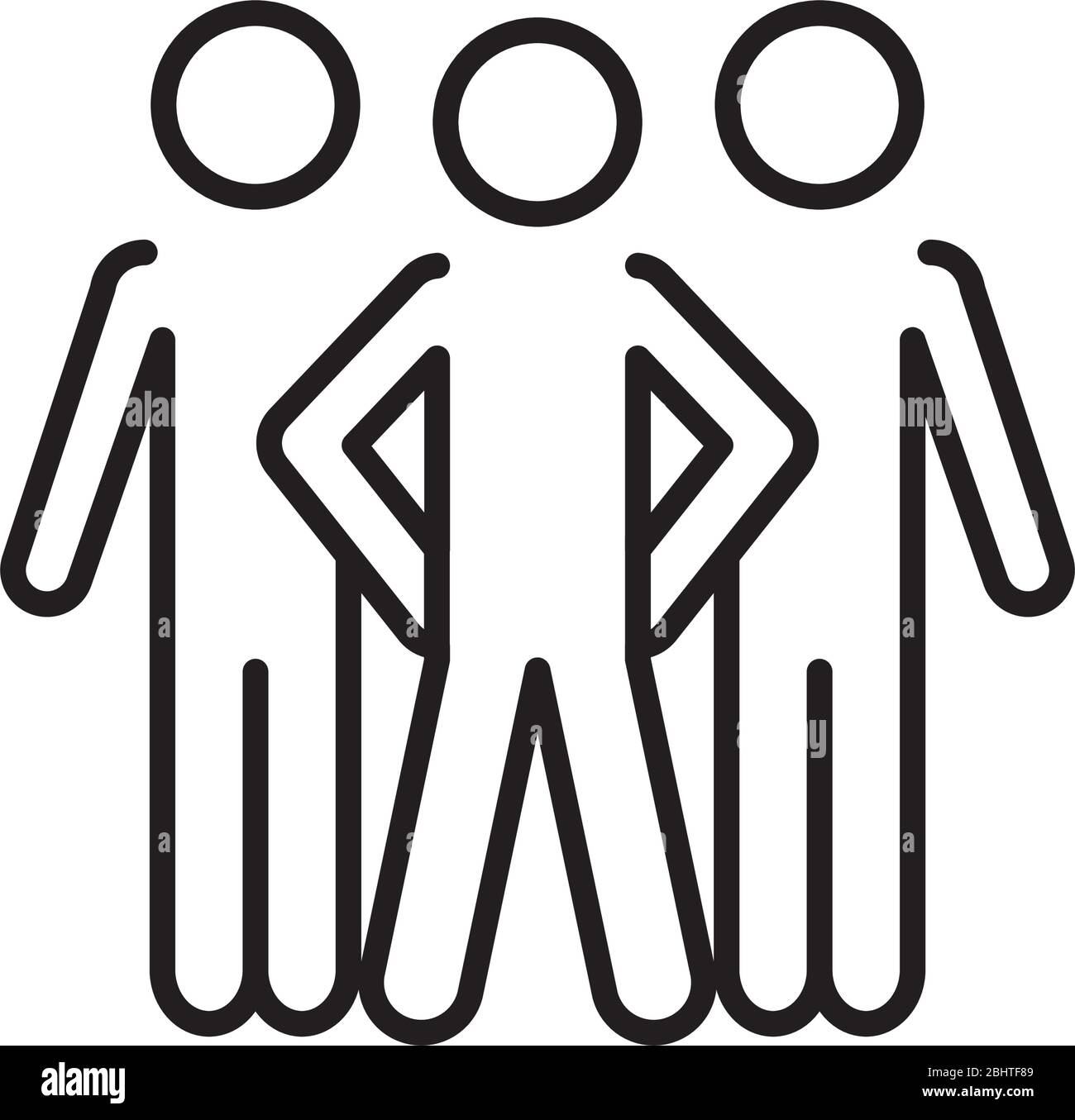 Group Of Pictogram Men Standing Icon Over White Background Line Style