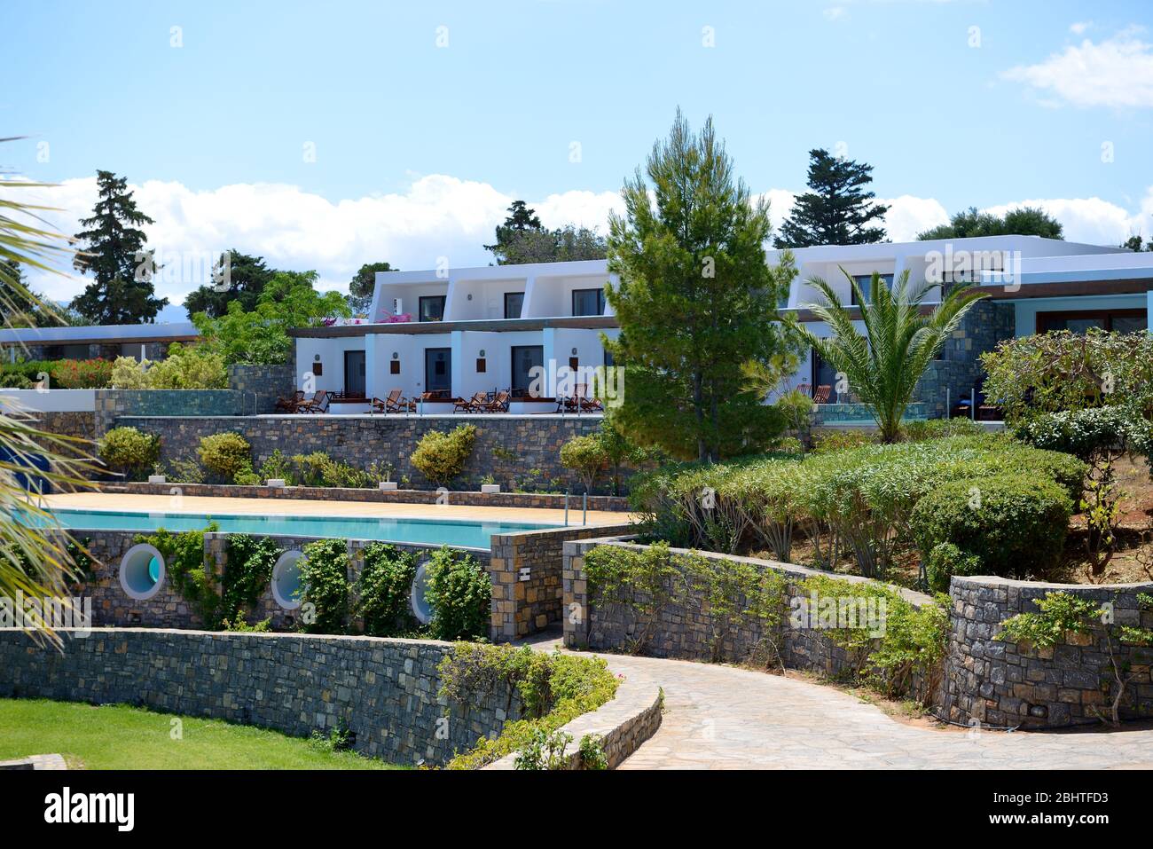 Swimming pool at luxury hotel, Crete, Greece Stock Photo - Alamy