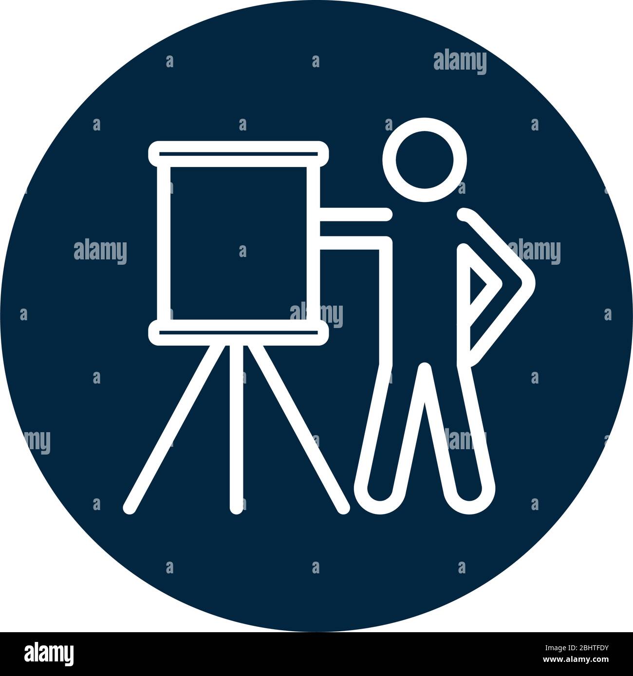 pictogram man with presentation board icon over white background, line ...